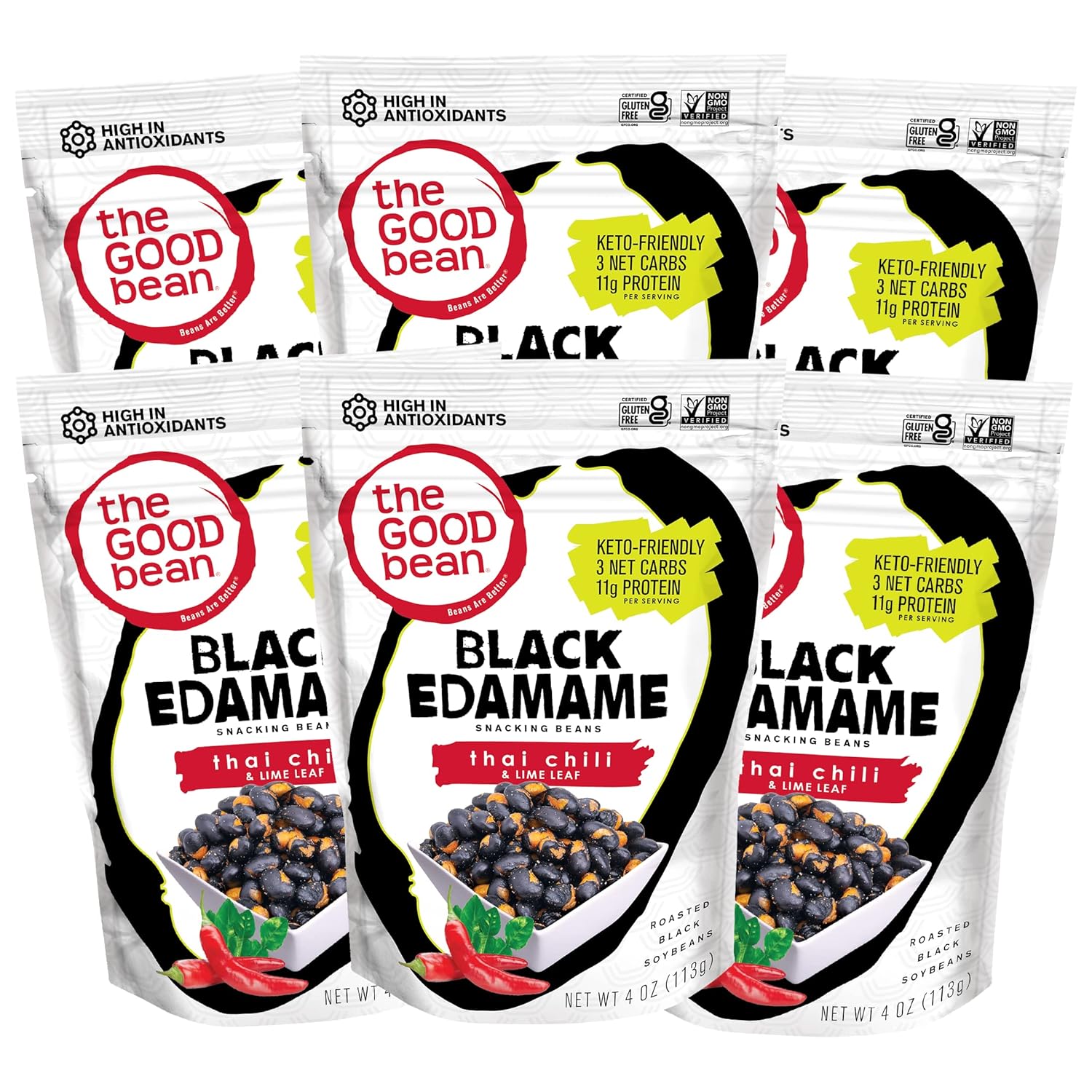 Amazon.com: The Good Bean Black Edamame Snacking Beans - Thai Chili and ...