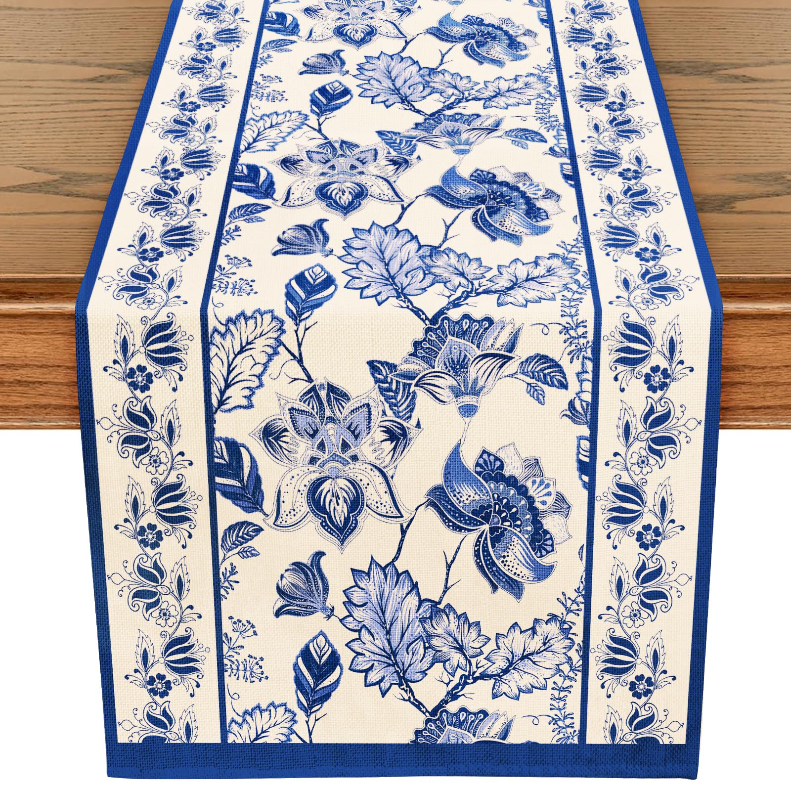 Amazon.com: WRAPAHOLIC Blue Floral Table Runner - 13 x 72 Inch ...