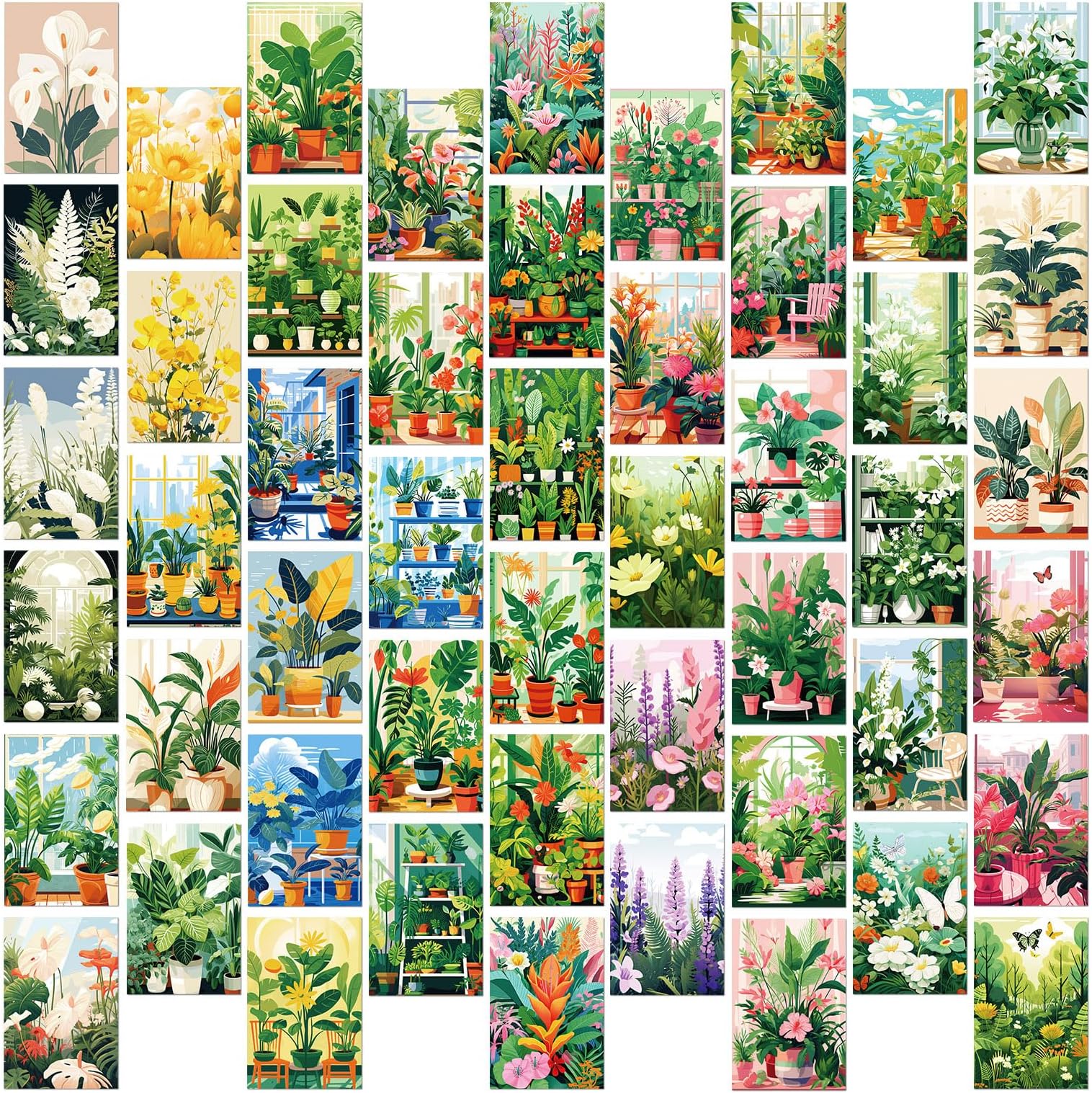 50 Pcs Floral Botanical Postcards Set -Nature Watercolor Style ...