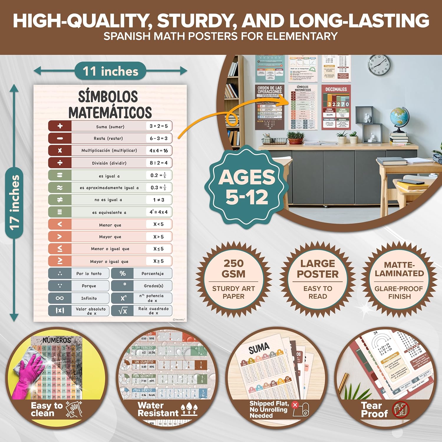 Decorably 19 Boho Spanish Math Posters for Nepal | Ubuy