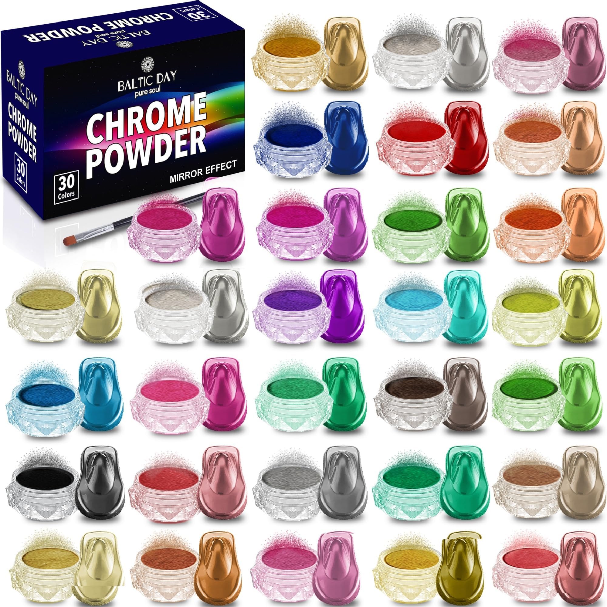 Amazon.com: BALTIC DAY - 30 Chrome Powder - Metallic Mirror Effect ...