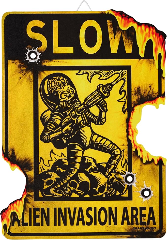 Amazon.com : Spirit Halloween Mars Attacks! Alien Invasion Area Sign ...