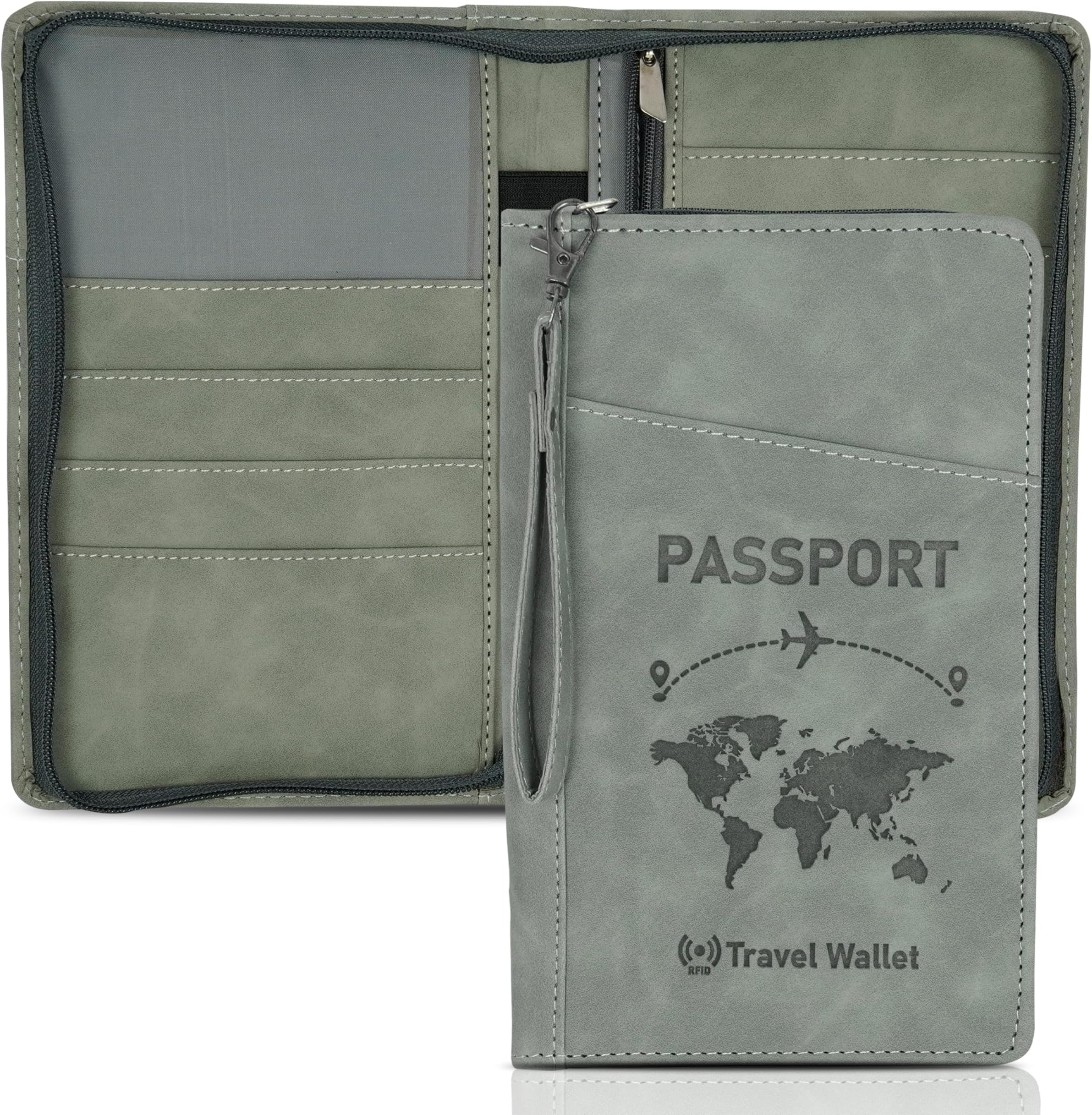 Buy DAHSHA Grey RFID Blocking PU Leather Travel Passport Holder Cover ...