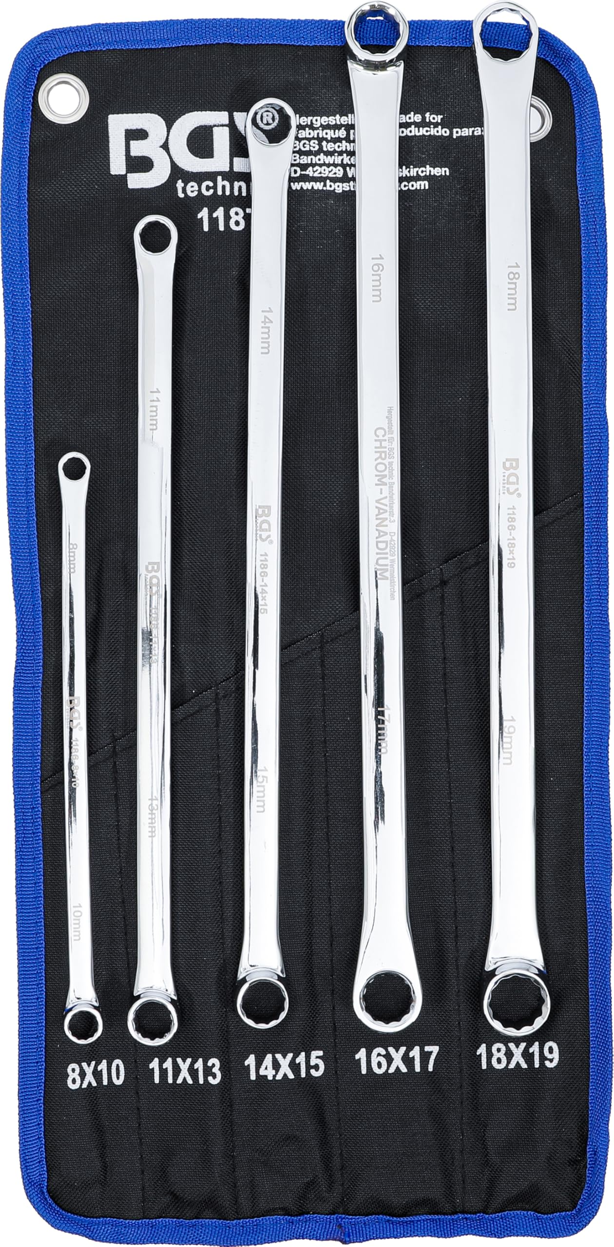 BGS 1187 | Double Ring Spanner Set | extra long | 8 - 19 mm | 5 pcs ...