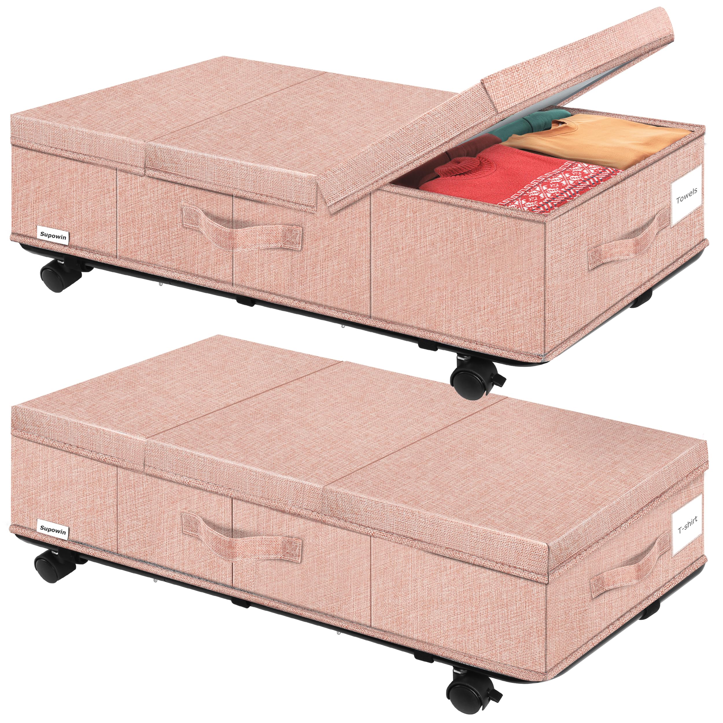 Amazon.com: Supowin Under Bed Storage with Wheels, Rolling Underbed ...