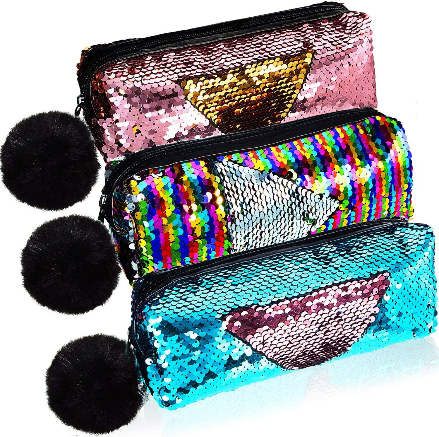 Amazon.com: Tatuo 4 Pieces Magic Sequin Bags Reversible Glitter Pencil ...