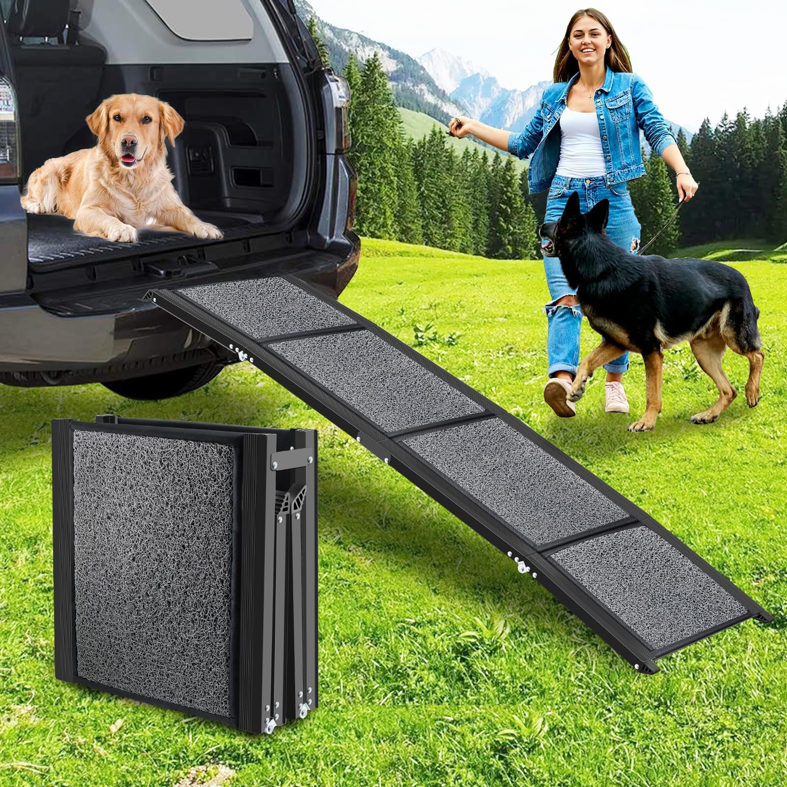 Amazon.com: Max Length 71" & Width 20" Dog Car Ramp for Large Dogs Up ...