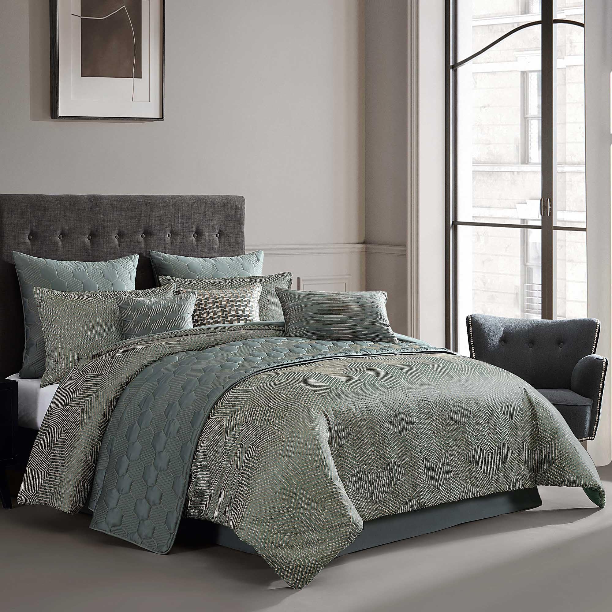 Amazon.com: Riverbrook Home Hendrix Comforter Set, Queen, Green, 10 ...