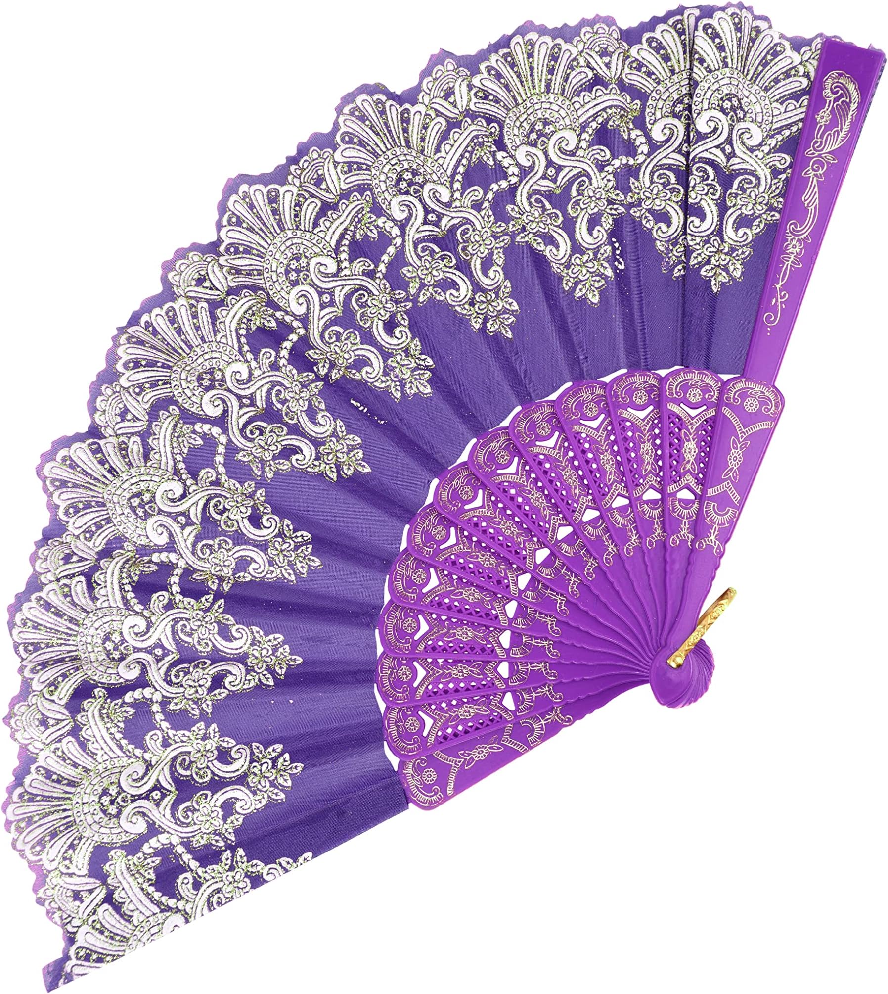 Amazon.com: TRENDBOX Flower Rose Lace Handheld Chinese Folding Fan For ...