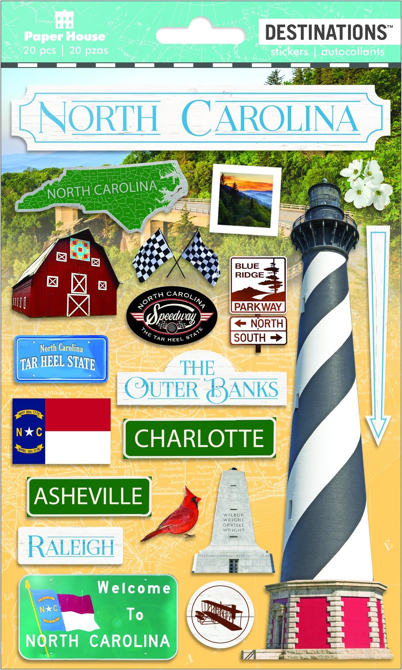 Amazon.com: North Carolina Stickers 62pcs Calming Nature Cute Decals ...