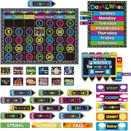 Amazon.com : Calendar Bulletin Board Set, Calendar Seasons Weather ...