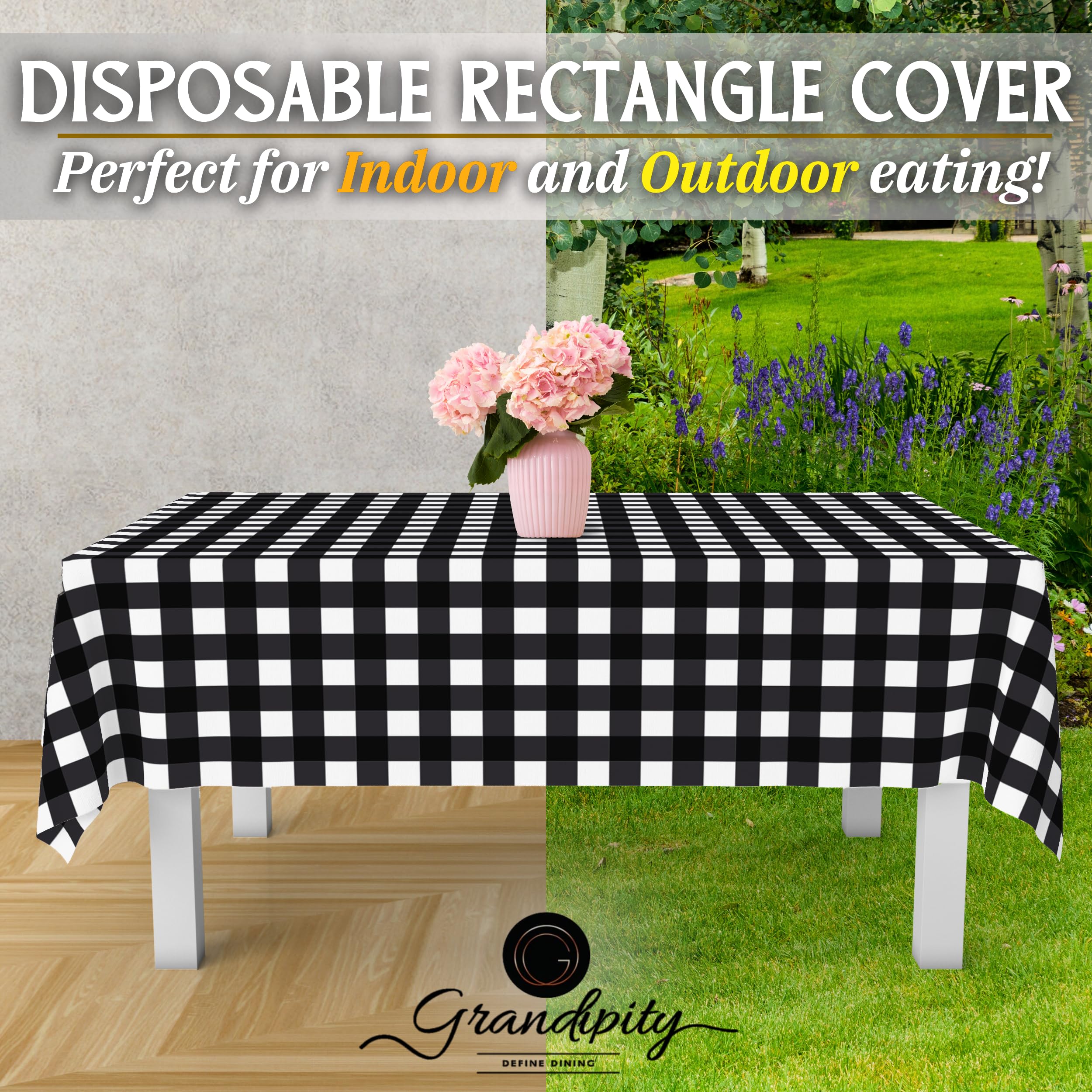 Snapklik.com : Grandipity Black Gingham Checkered Plastic Table Cloth ...