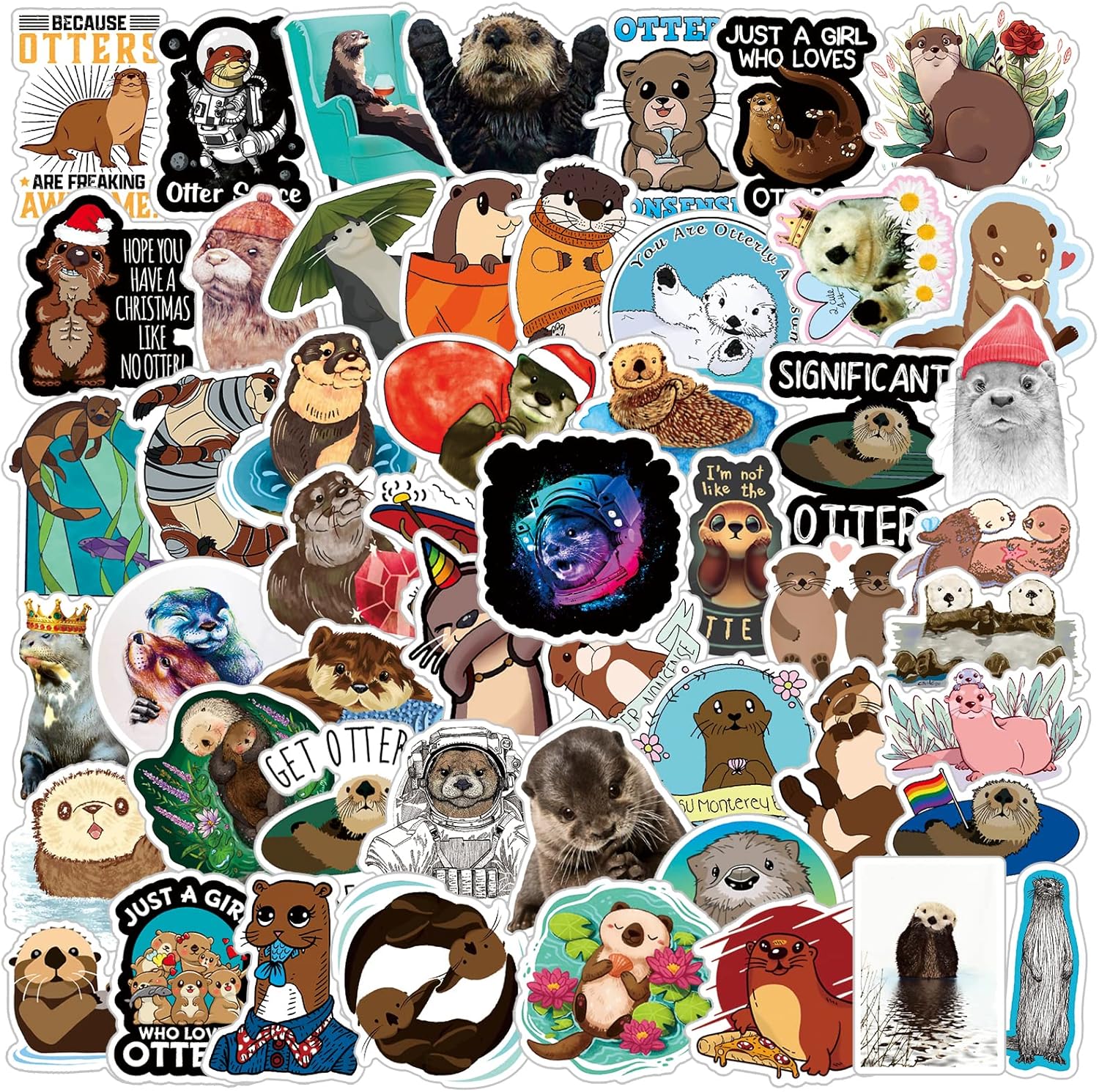 Amazon.com: The Eurasian River Otter Cute Cartoon Animal Stickers 50pcs ...
