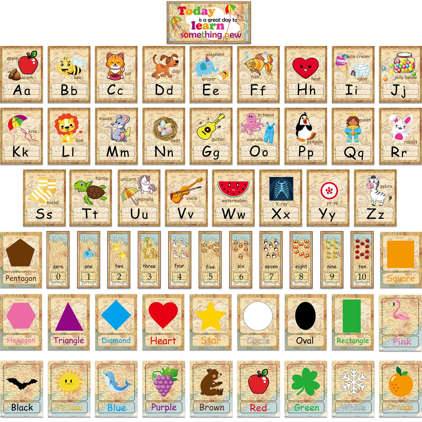 Amazon.com: 58 Pieces Educational Preschool Cards Kids Early Learning ...