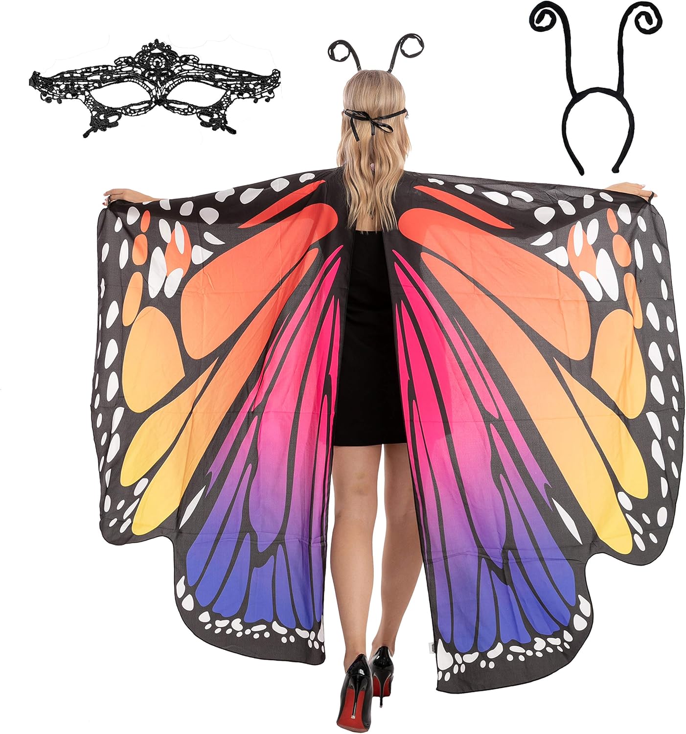 Amazon.com: Spooktacular Creations Butterfly Wing Cape Shawl with Lace ...