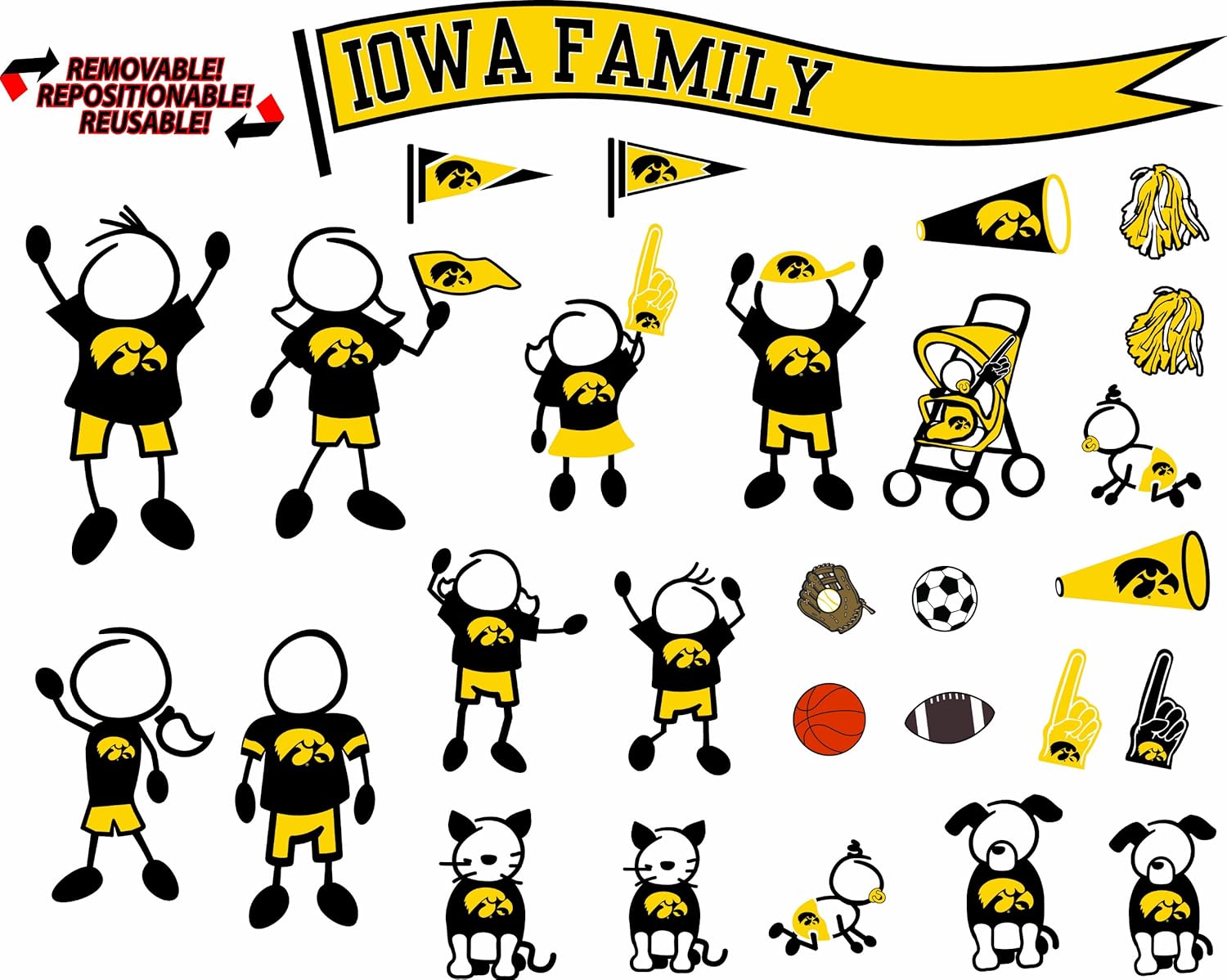 Amazon.com : NCAA Iowa Hawkeyes Decal Family : Automotive Decals ...