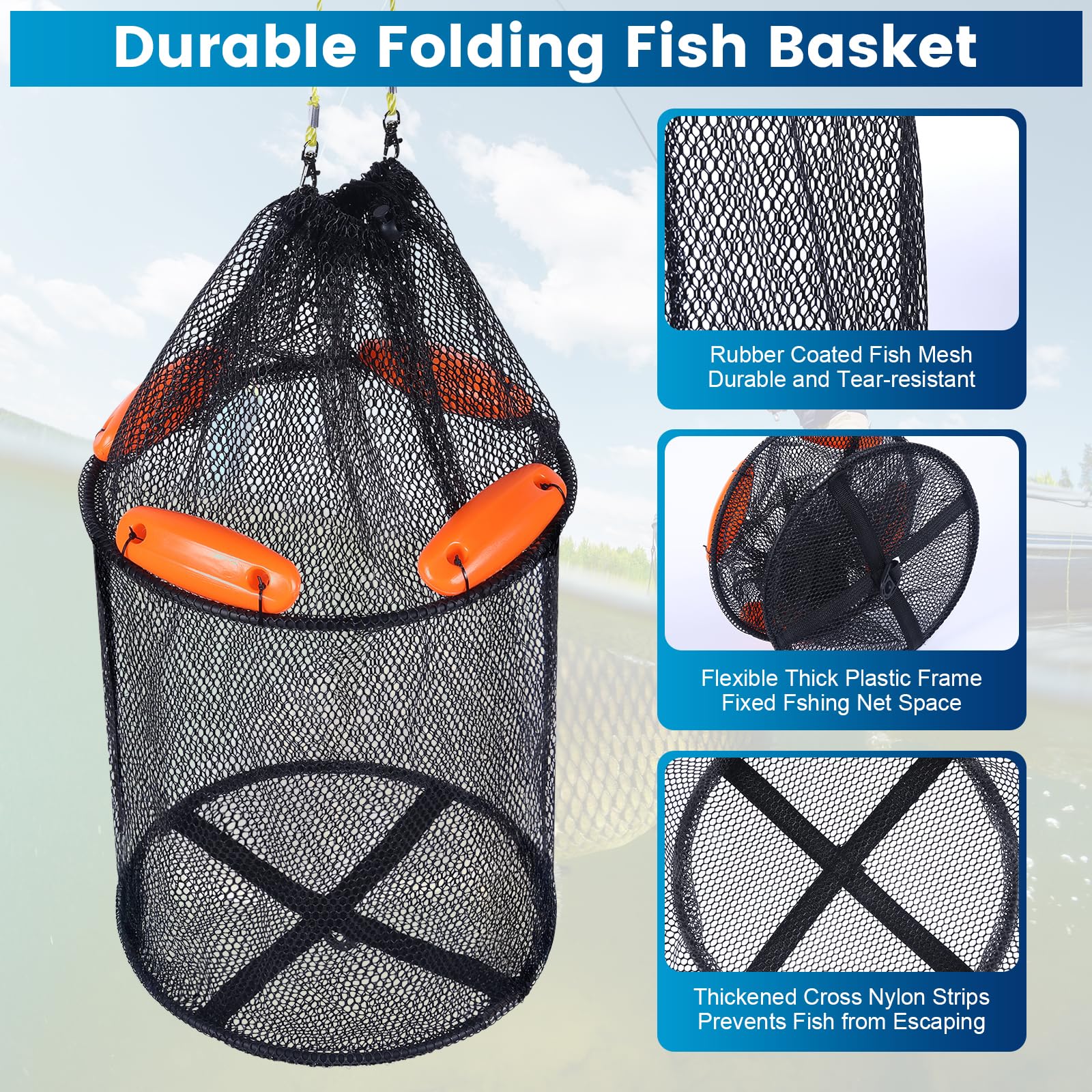 Snapklik.com : Large Foldable Floating Fishing Basket For Live Caught ...