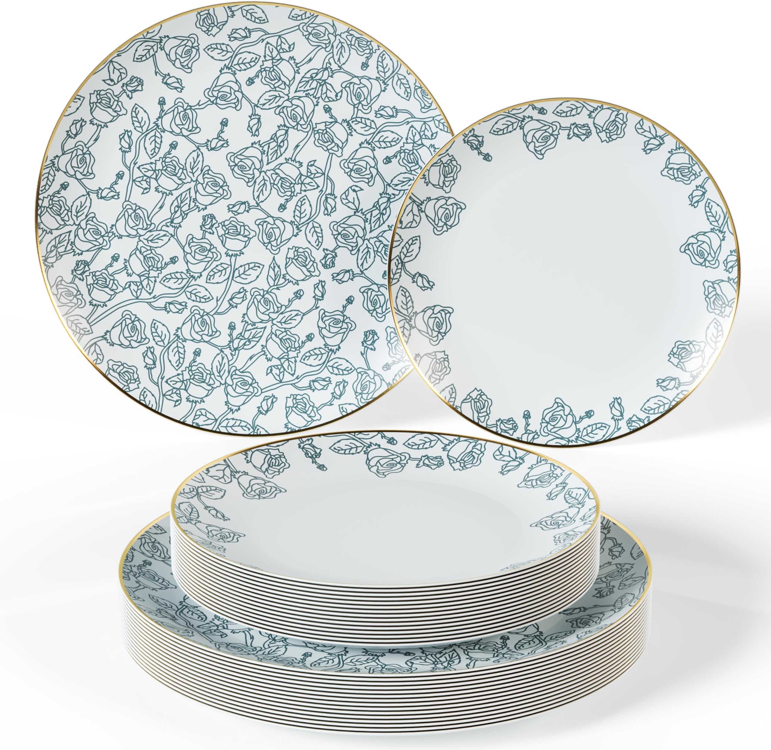 Amazon.com: Trendables Floral Paper Plates 80 Pcs Fancy Disposable ...