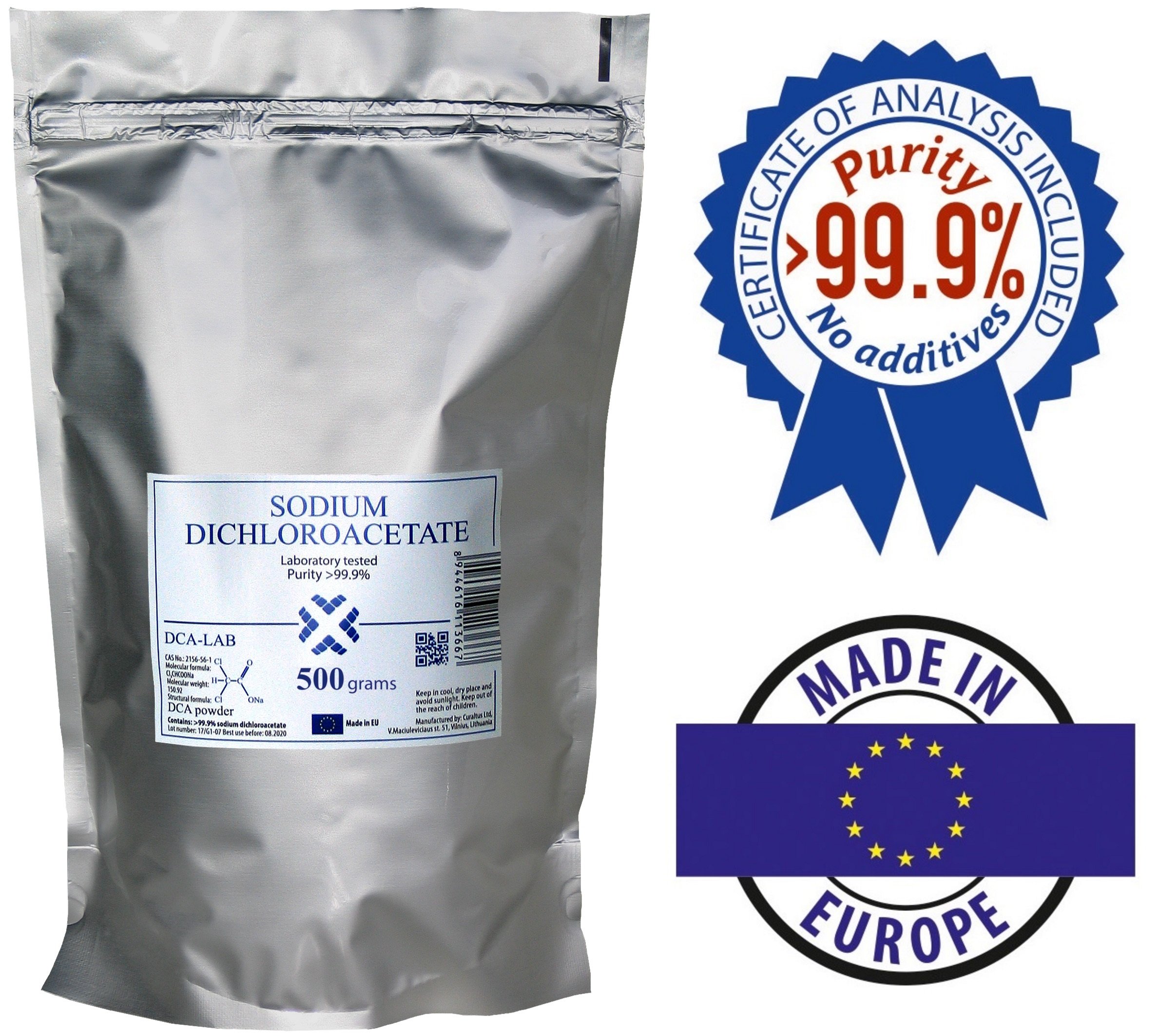 Buy Sodium Dichloroacetate - DCA 500 Gram Bulk Powder, Purity >99.9% ...