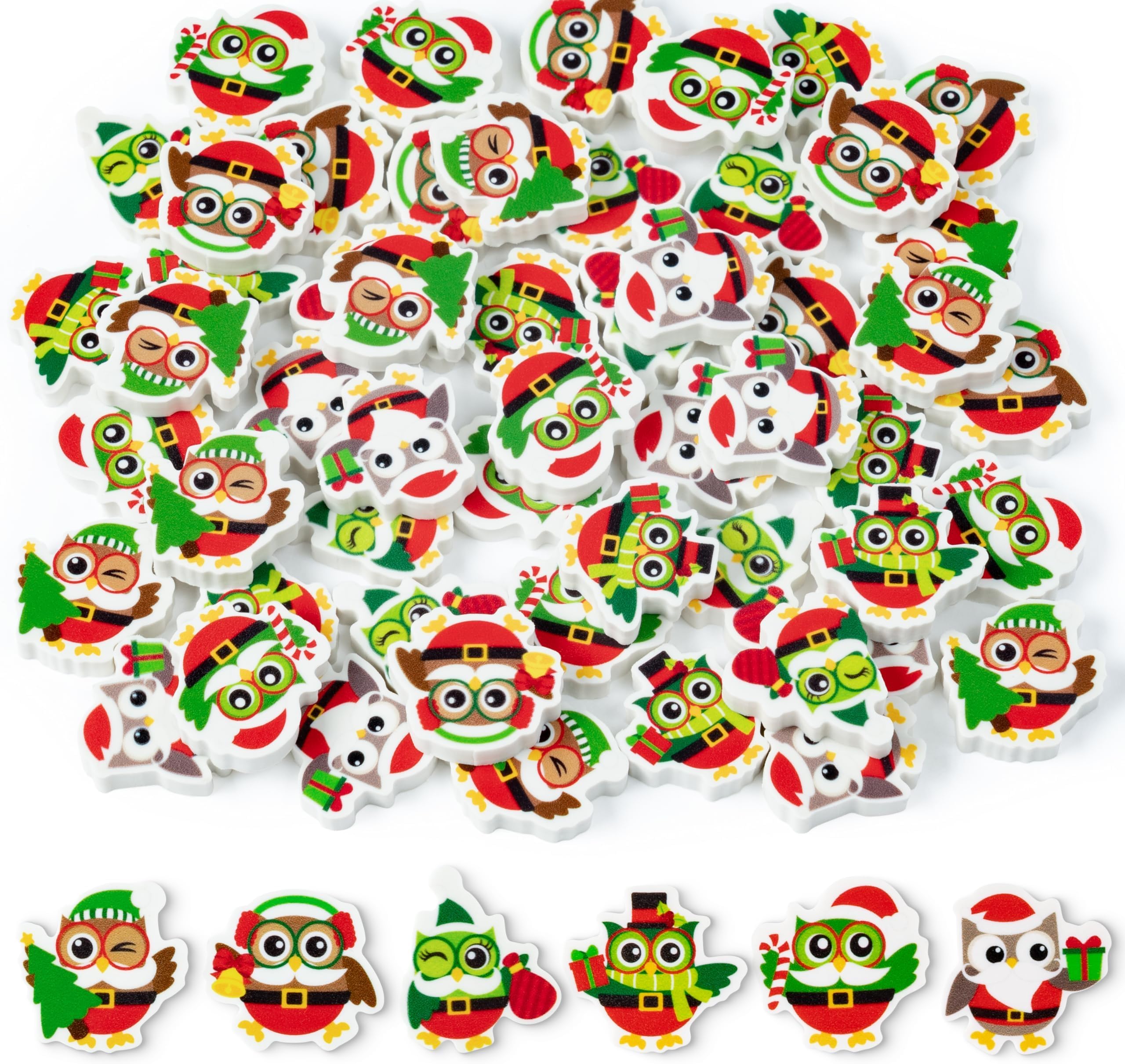 Amazon.com : DGjianfei Christmas Owl Erasers Bulk - 60pcs Mini Erasers ...