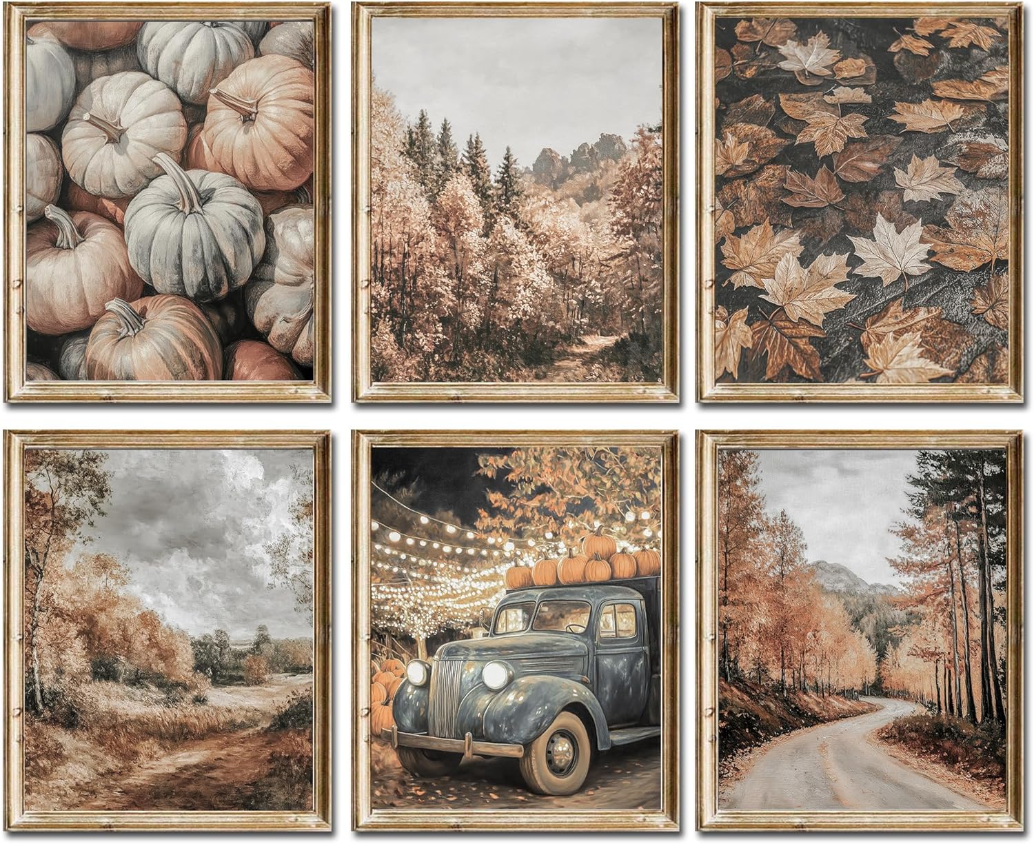 Fall Vintage Wall Art Prints "8 x10", Farmhouse Autumn Scenery Picture ...