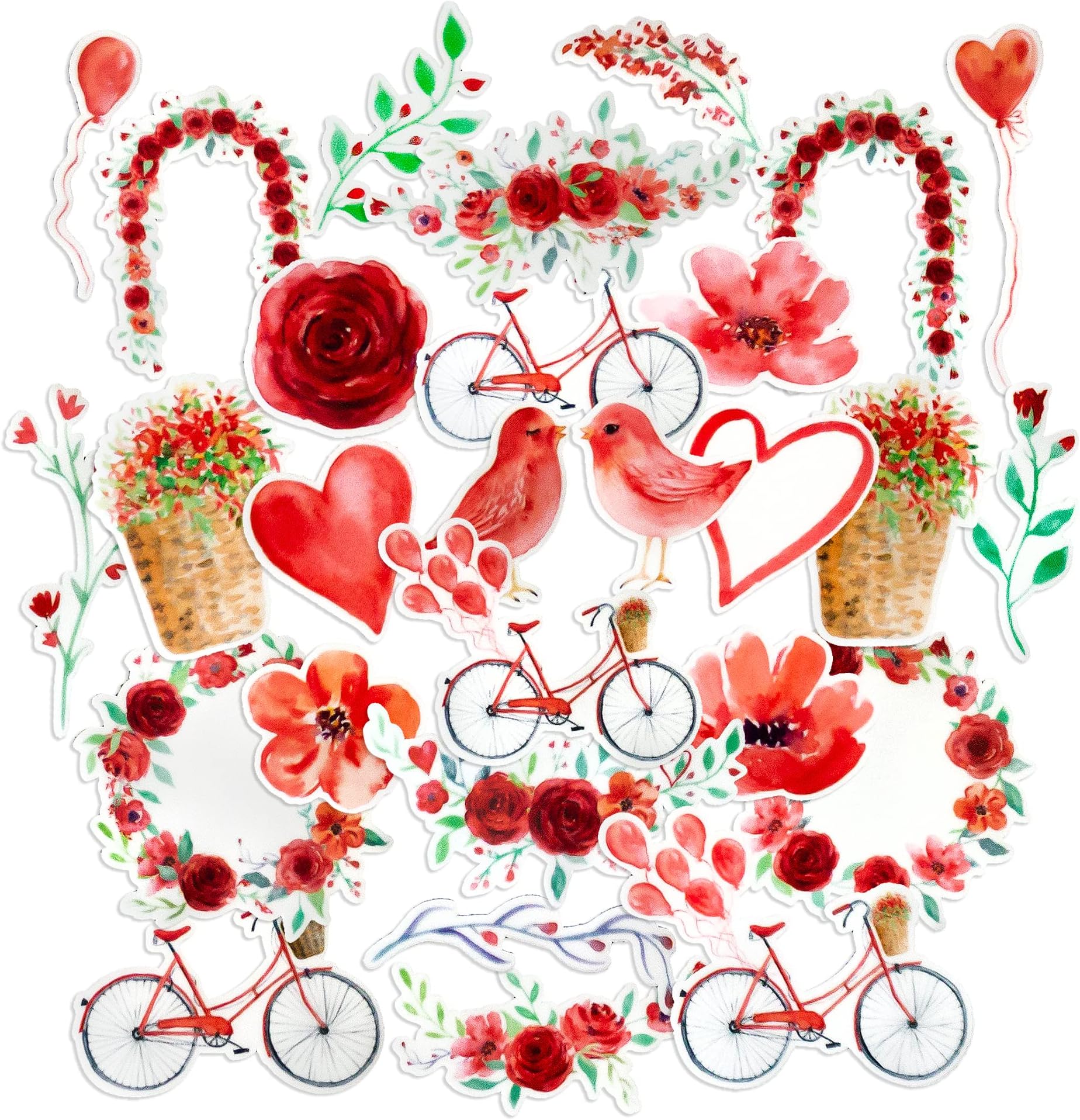 Navy Peony Autocollants de fleurs rouges pour la Saint-Valentin (28 ...