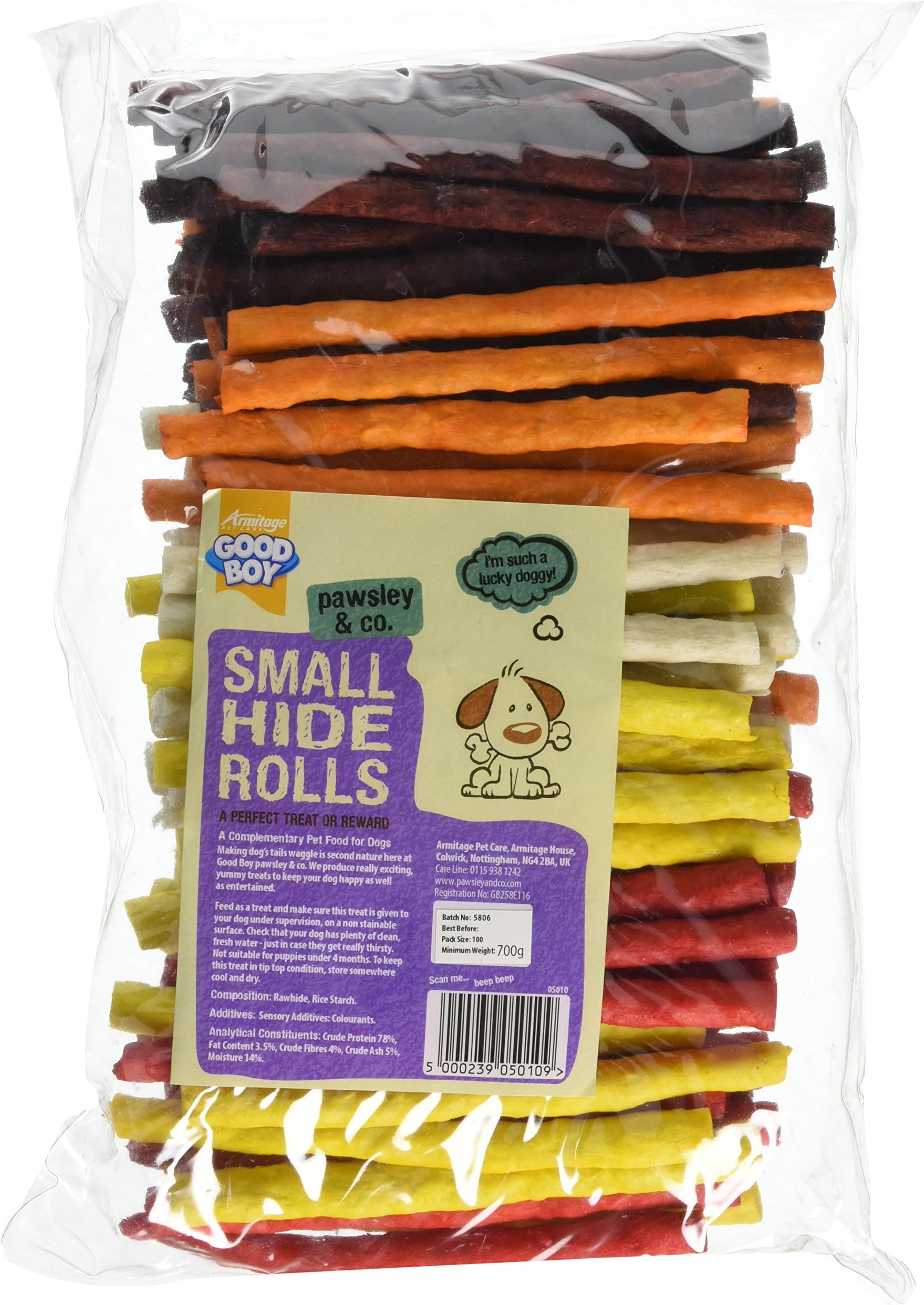 Good Boy Munchy Dog Treat Small Assorted Hide Rolls, 125mm, Pack of 100 ...