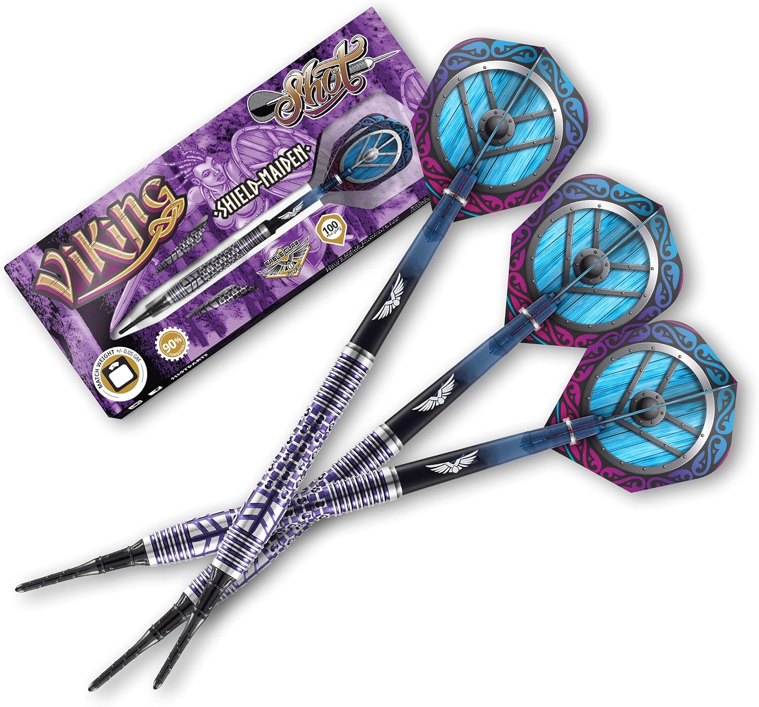 Amazon.com : Shot Darts Viking Shield Maiden-Soft Tip 20gm Dart Set ...
