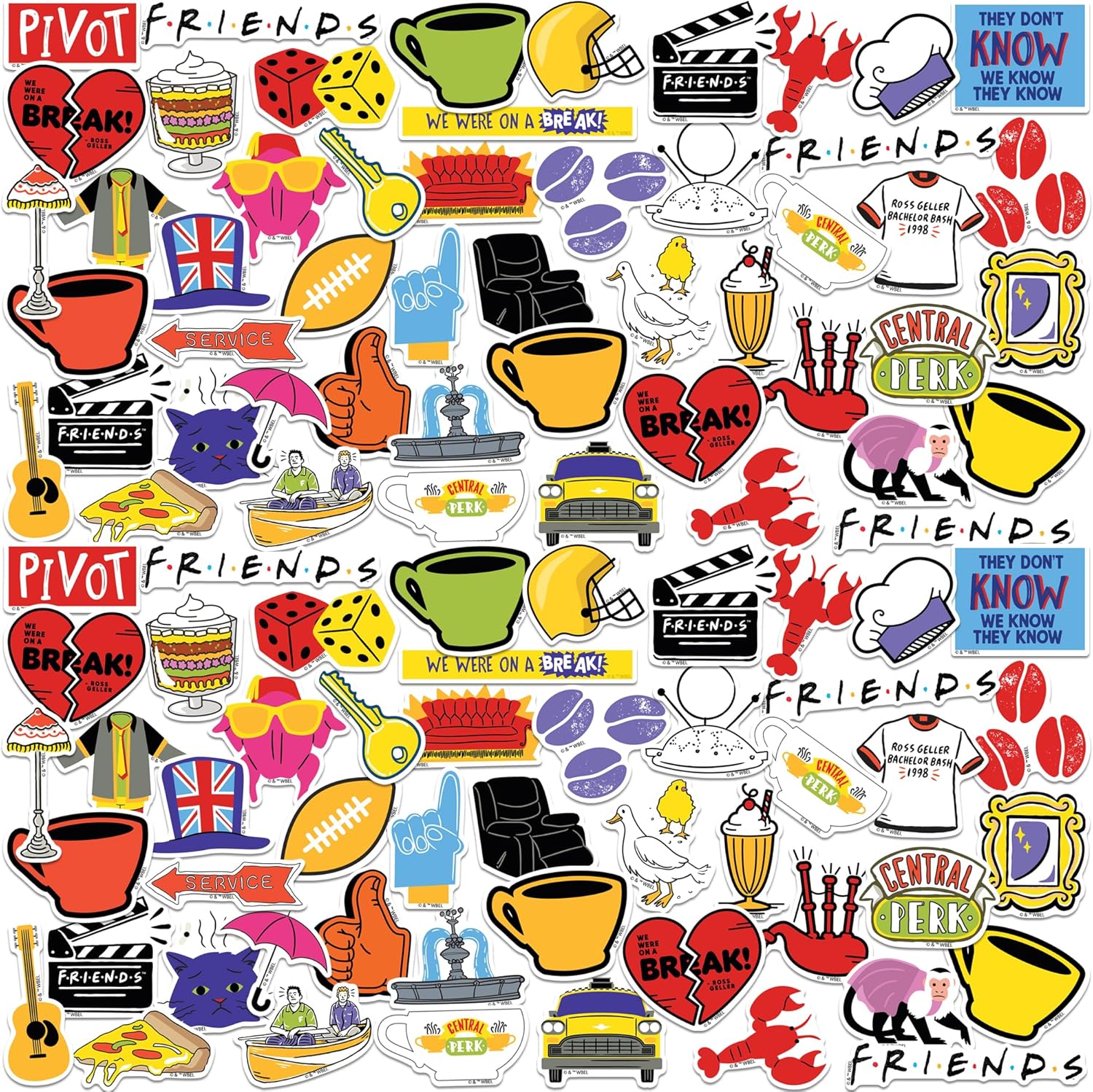 Amazon.com: Friends Iconic 100ct Vinyl Large Deluxe Stickers Variety ...