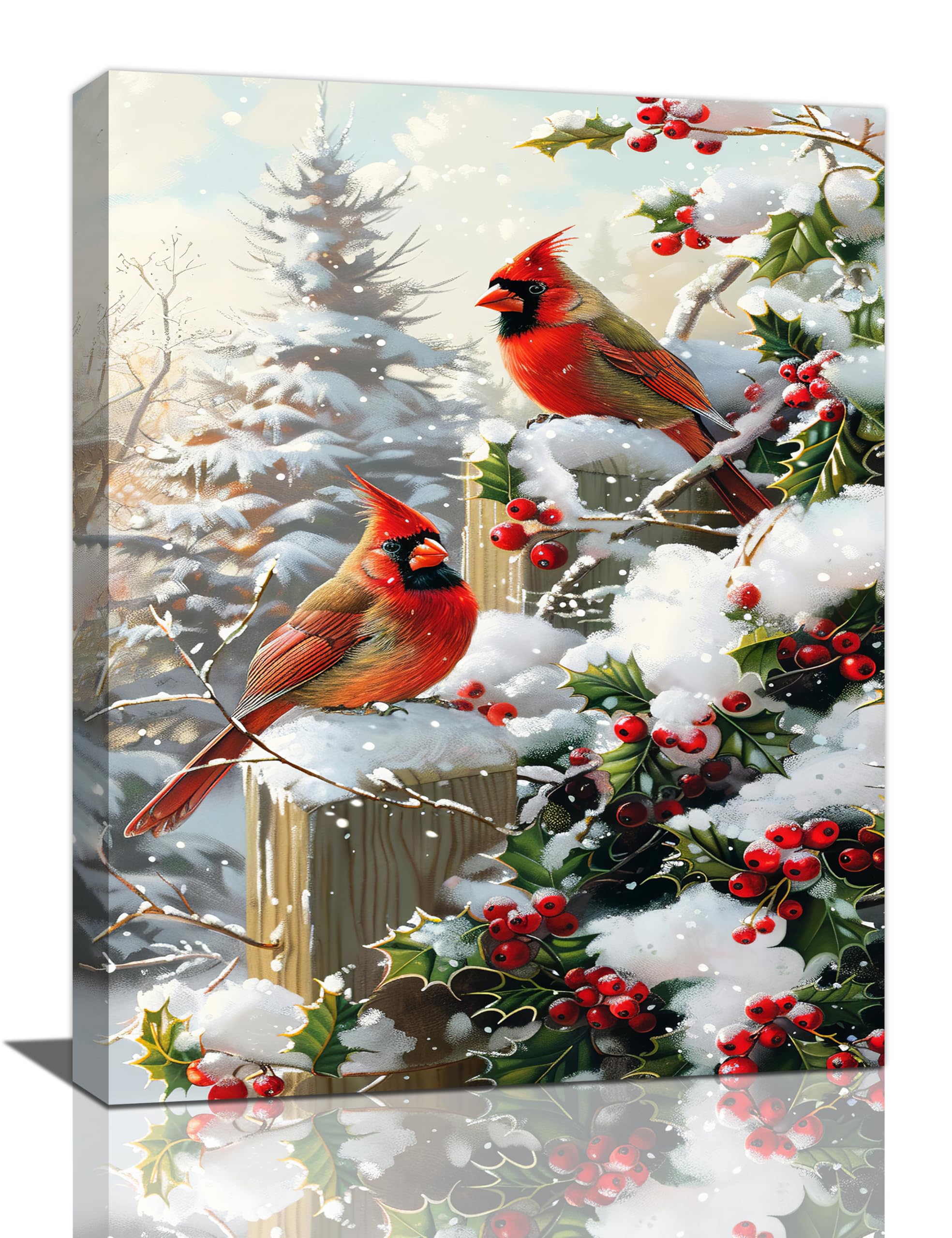Amazon.com: YOSHANA Bird Wall Art Snow Red Cardinal Canvas Pictures ...