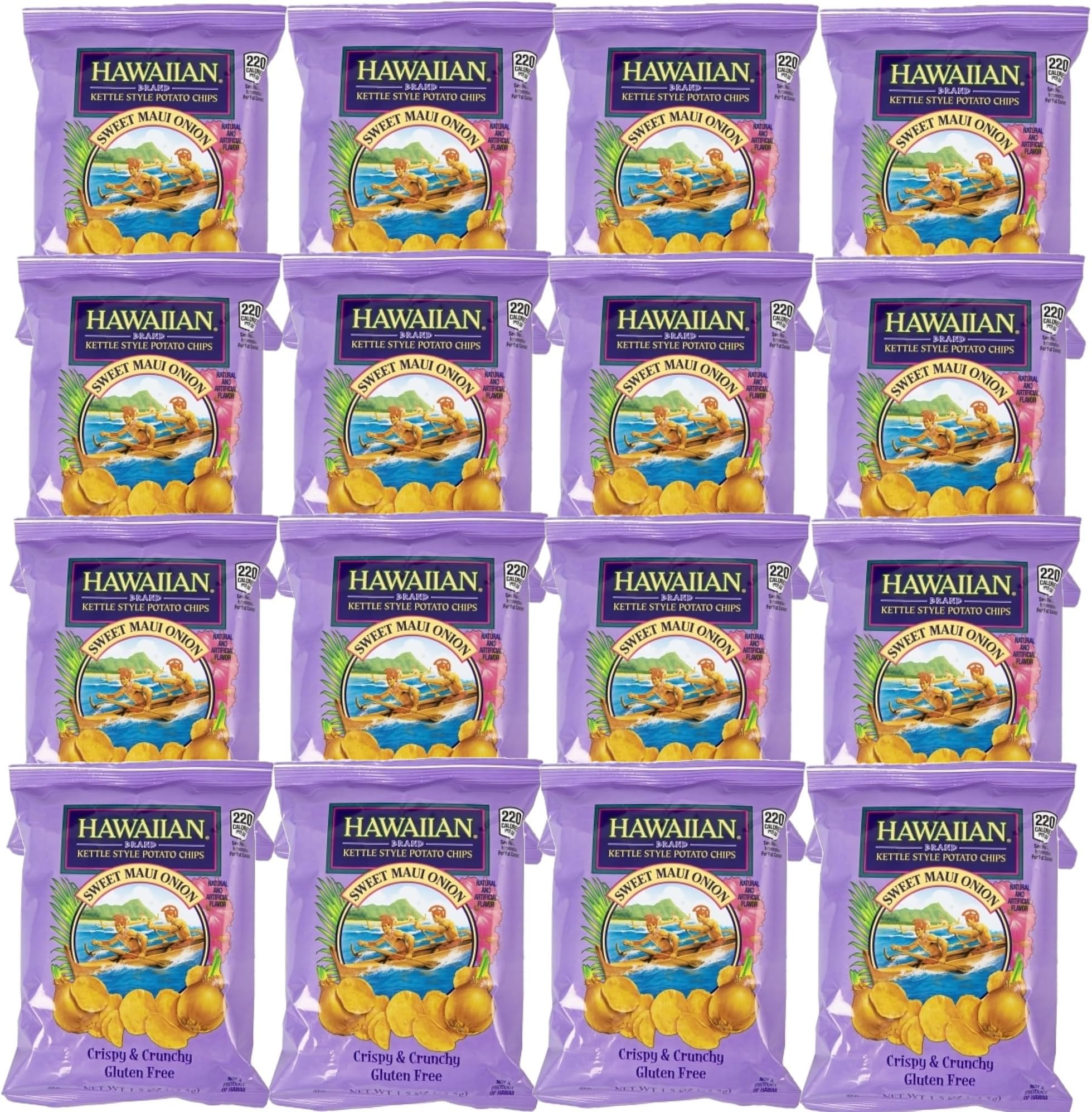 Amazon.com: Hawaiian Brand Kettle Style Potato Chips Surf Pack, 18 Single-Serve Bags (1 oz Each ...