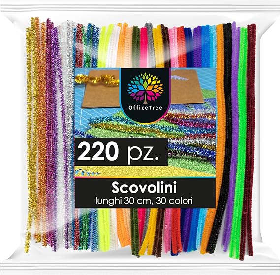 OfficeTree 220 Scovolini Colorati per Lavoretti - 30 Colori incl ...