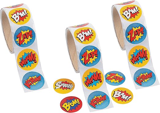 Amazon.com: Superhero Sticker Roll - 300 STICKERS - BUY BULK AND SAVE ...