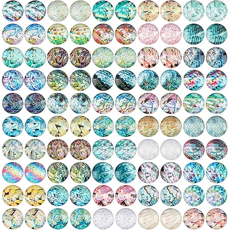 Amazon.com: PH PandaHall 100pcs 12mm Glass Cabochons, Mixed Abstract ...
