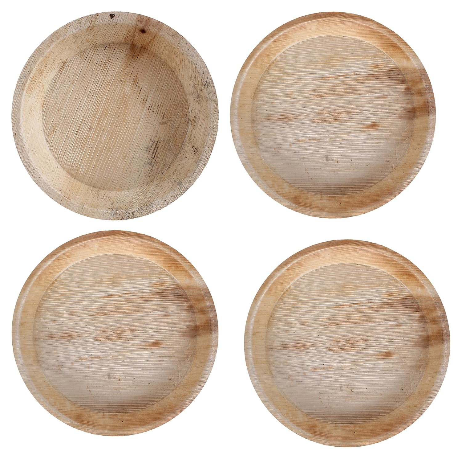 Pakku Thattu Wooden Areca Leaf Disposable Plate, 30 cm, 4-Piece, Brown ...