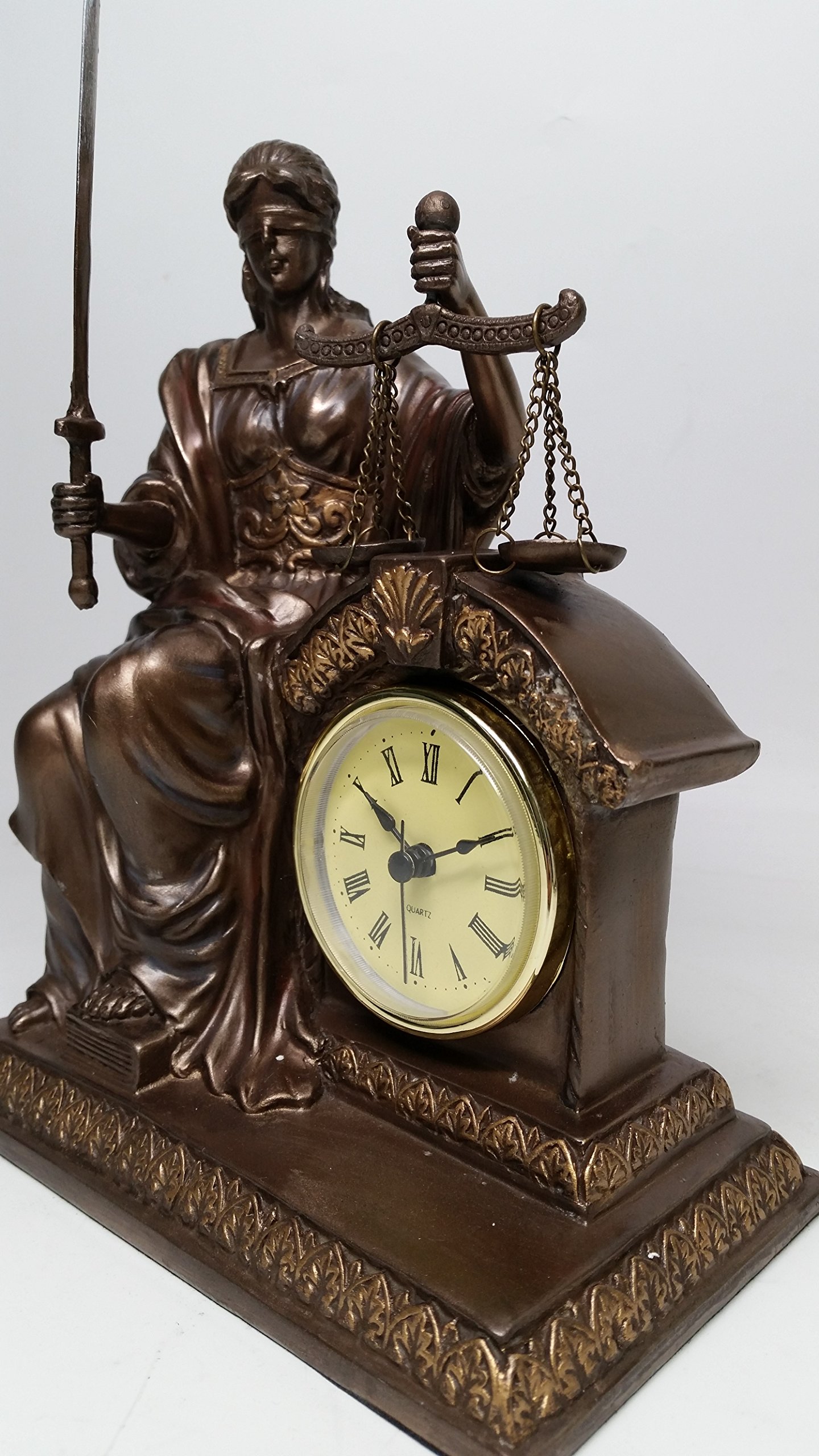 Buy Seated Law Justice on the Throne Desk Clock Lady La Justica Statue ...