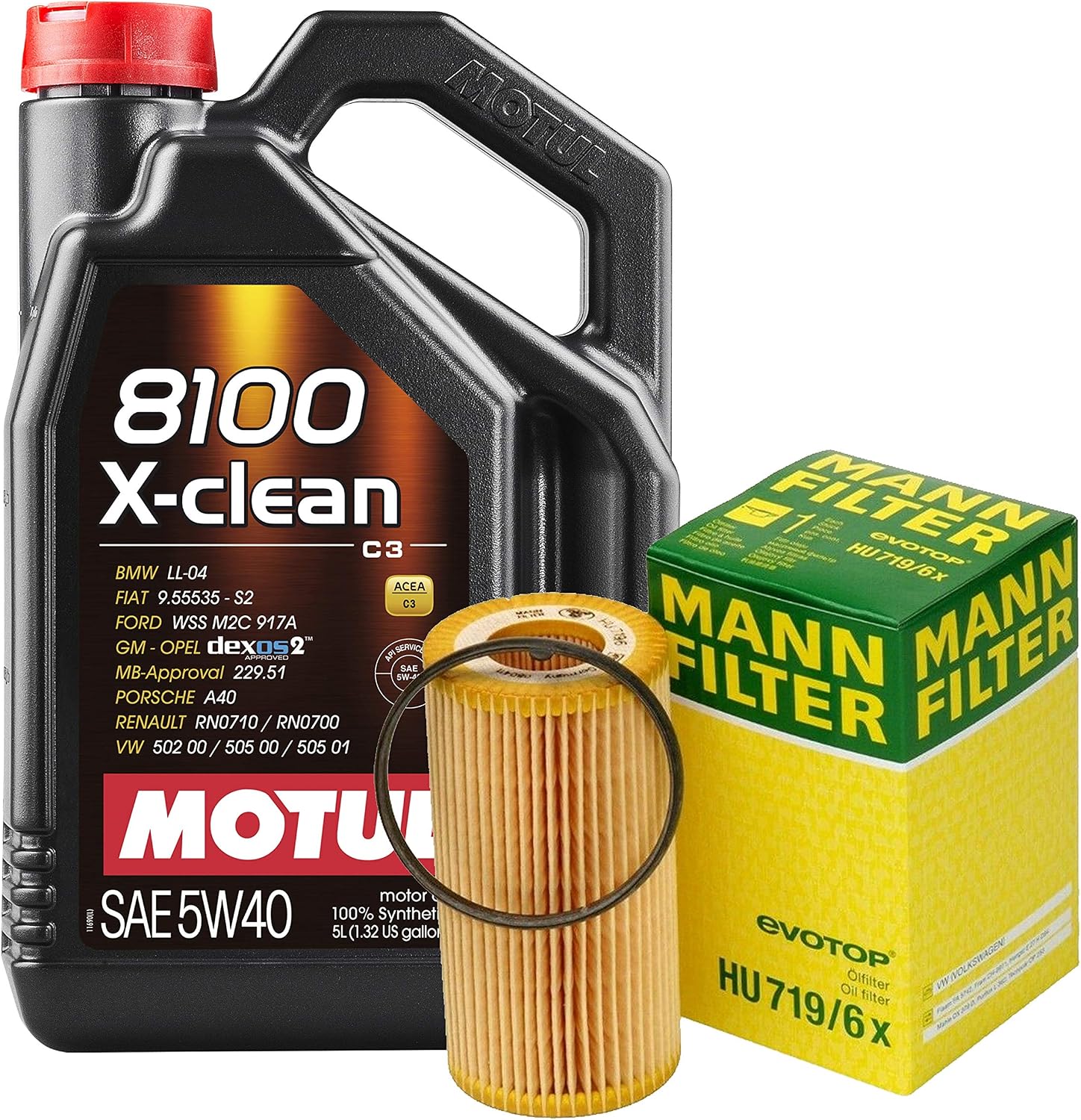 Amazon.com: Newparts 5L 8100 X-Clean 5W40 Filter Engine Motor Oil Kit ...