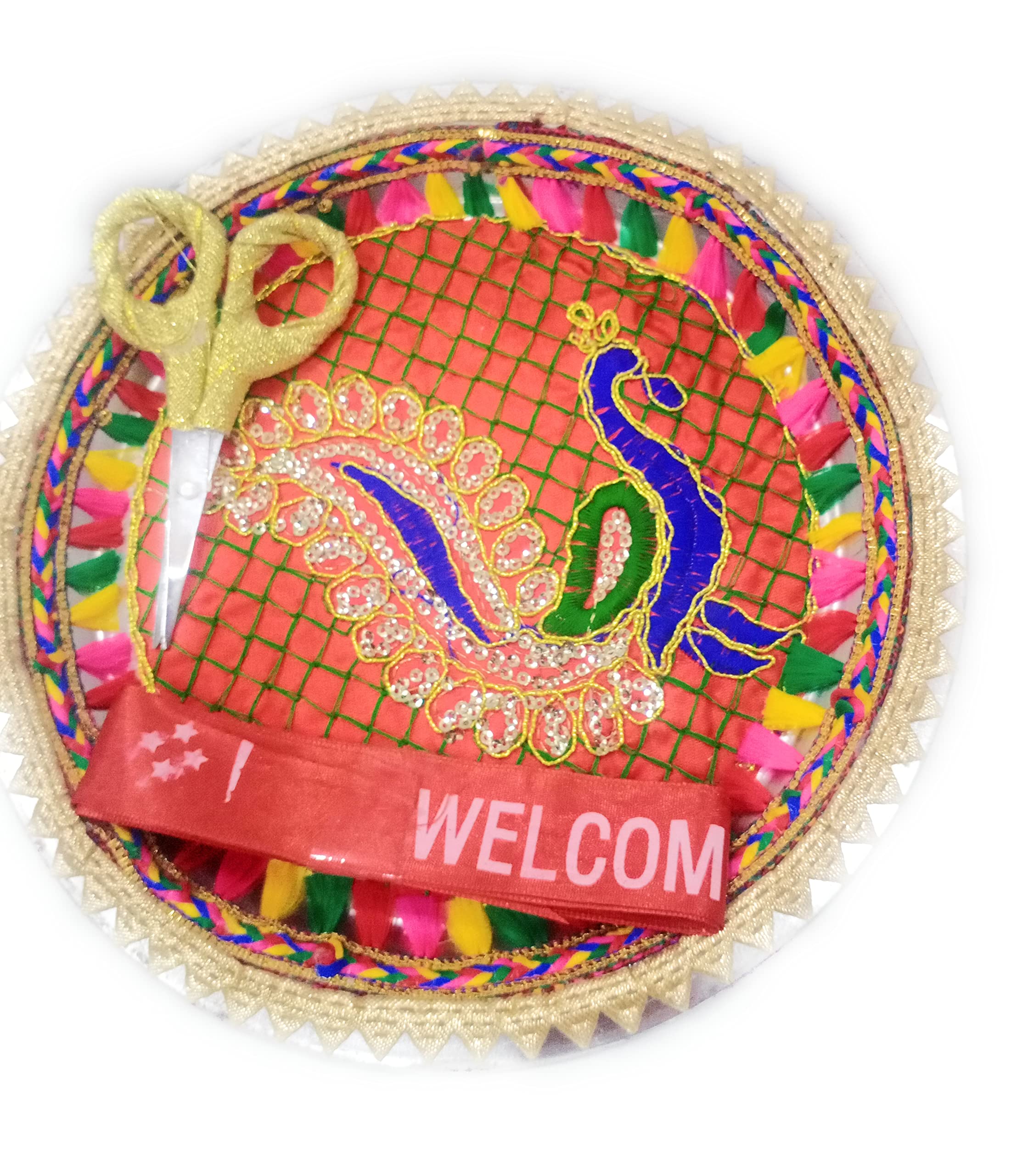 Vaari Jaavan Welcome Ribbon Cutting Thali Platter Puja Pooja Thali ...