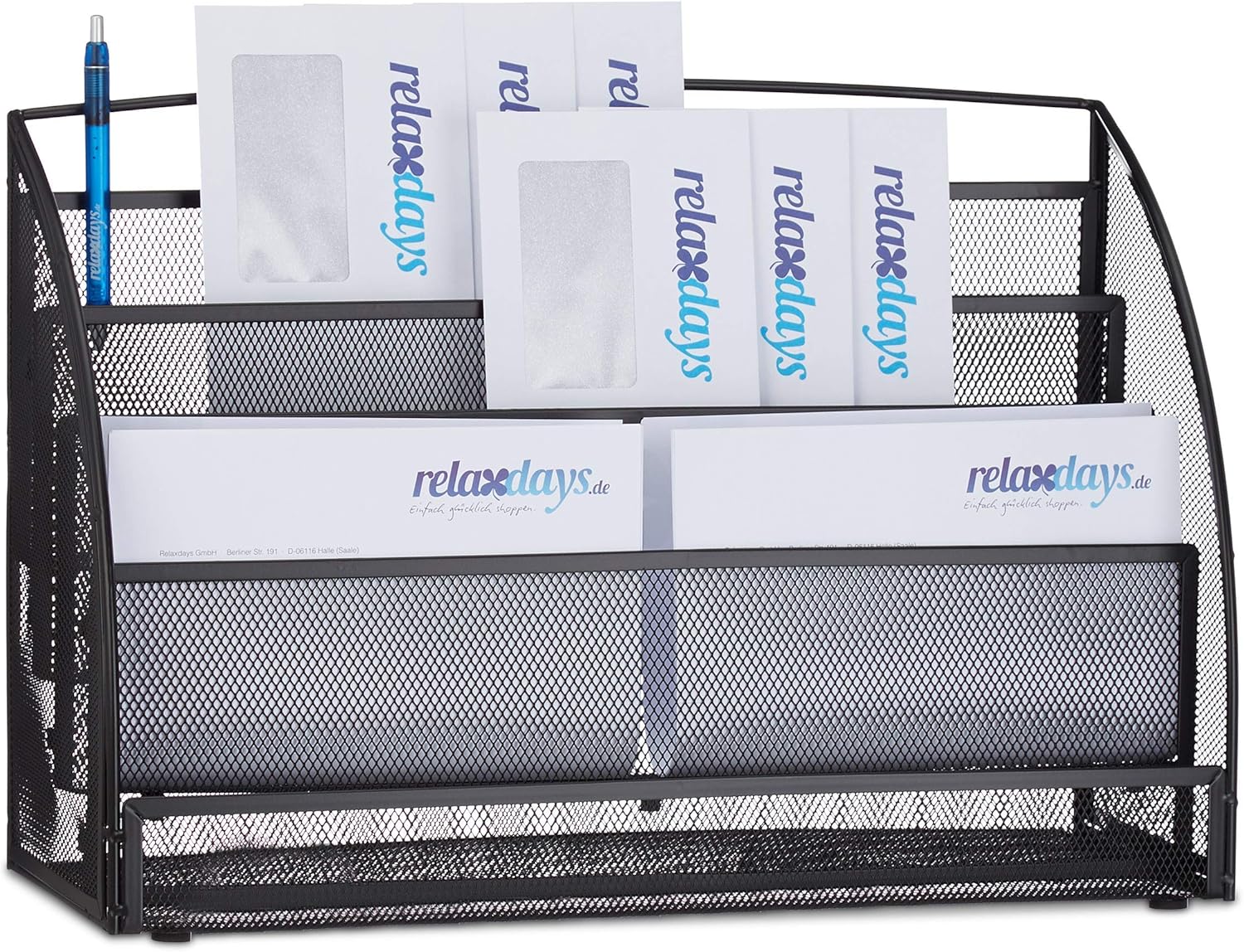 Relaxdays Small Metal Magazine Rack, 4 Compartments, Modern Newspaper ...