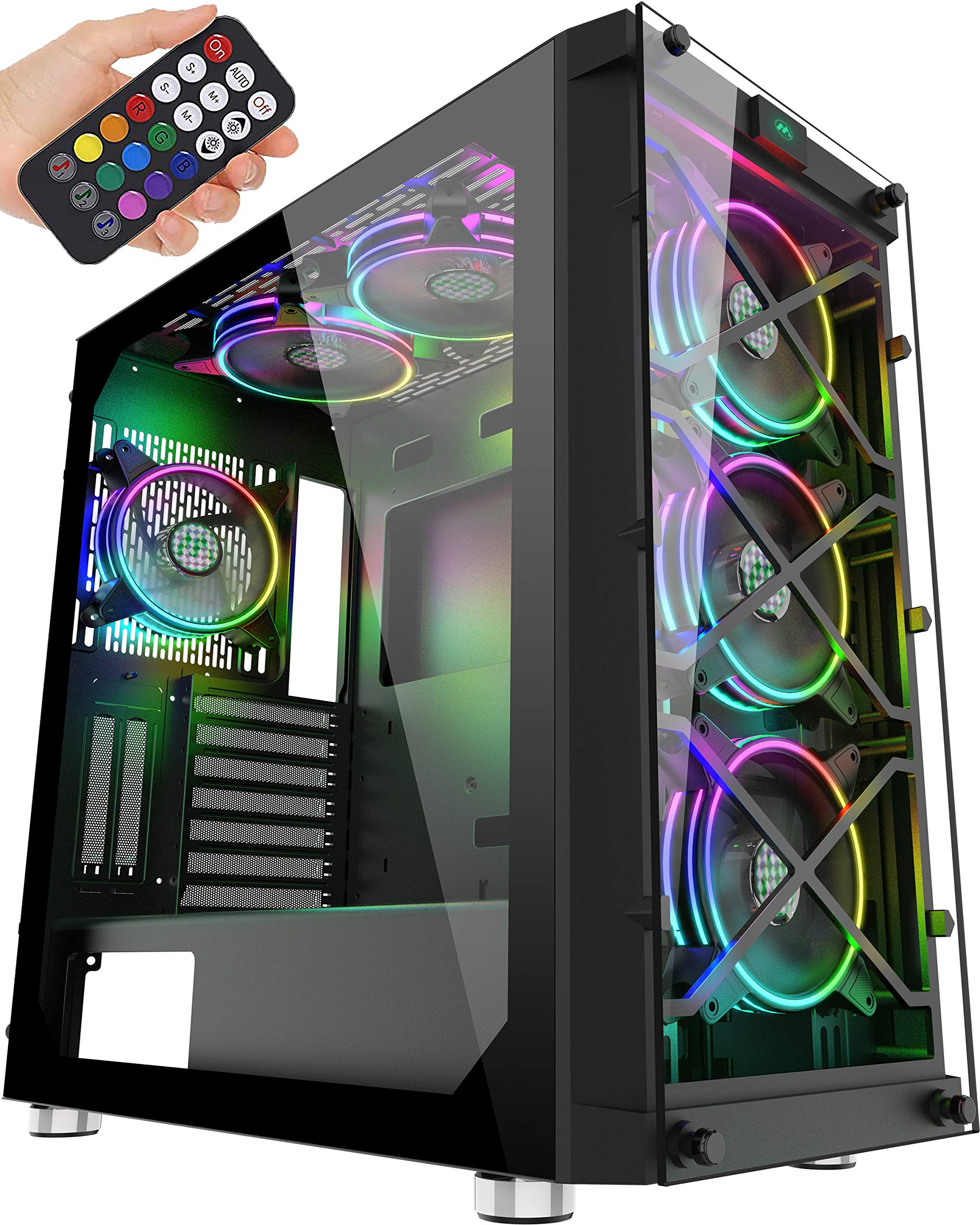 RGB Fan Software MUSETEX PC CASE 6 PWM ARGB Fans Pre-Installed, ATX Mid ...