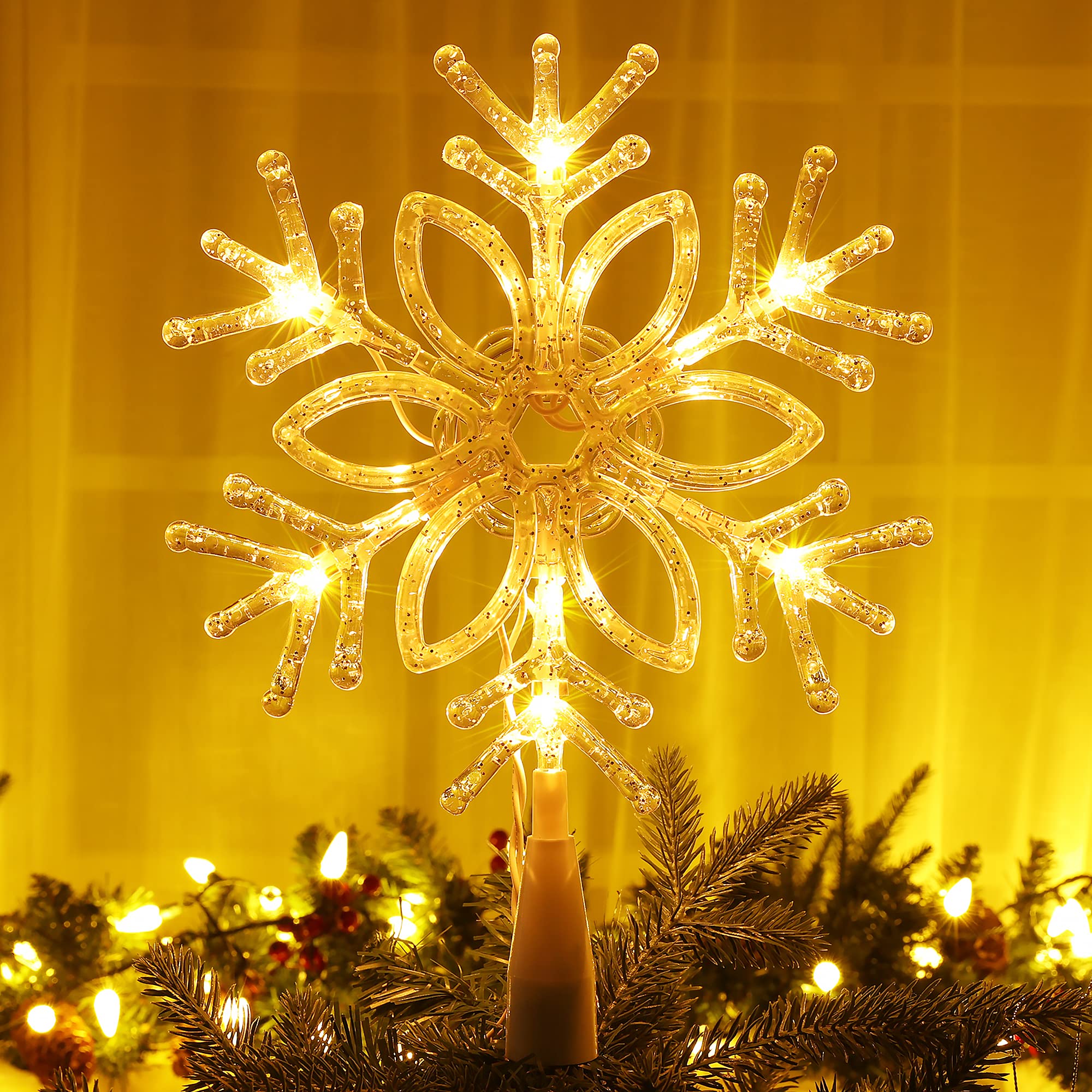 Snapklik.com : Brizled Snowflake Christmas Tree Topper, 9.5" Christmas ...