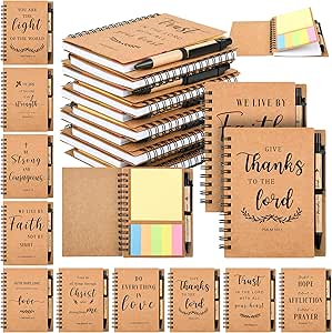 Amazon.com : Kauzon 60 Pcs / 30 Sets of Christian Prayer Journal and Pen with Scriptures, Spiral ...