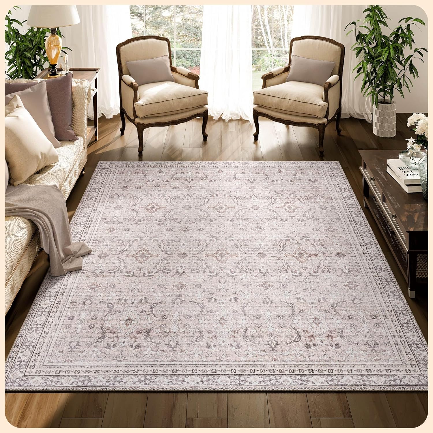 Amazon.com: Istana 8x10 Area Rugs - Blush & Gray Rugs Living Room 8x10 ...