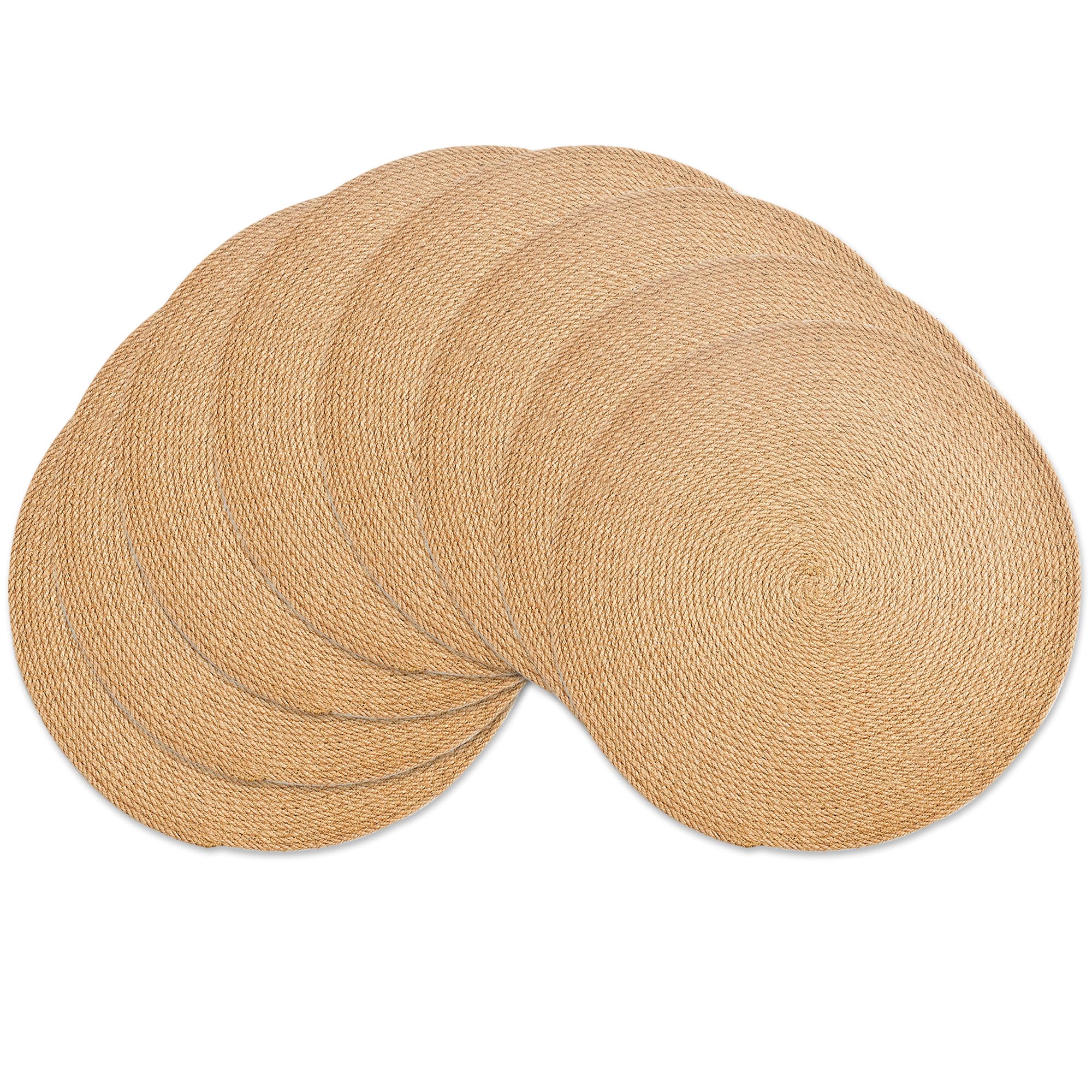 bonris Handmade Round Braided Placemats (13.5'' Set of 8), Natural Jute ...