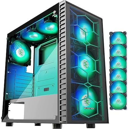 Amazon.com: MUSETEX ATX PC Case Mid-Tower with 6pcs 120mm ARGB Fans ...