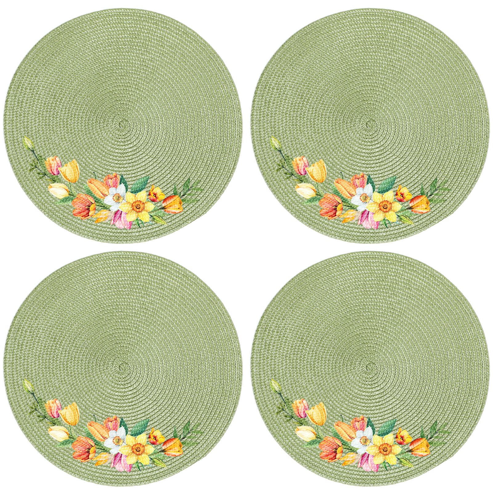 Amazon.com: Gandeer Spring Round Braided Placemats Set of 4 Place Mats ...