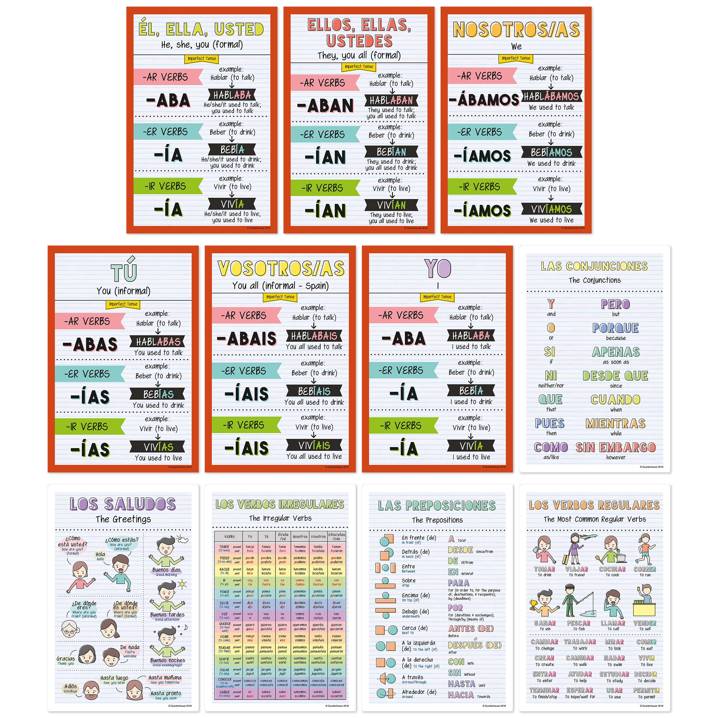 Amazon.com: Quarterhouse Spanish Verbs & Beginner Vocabulary (Set H ...