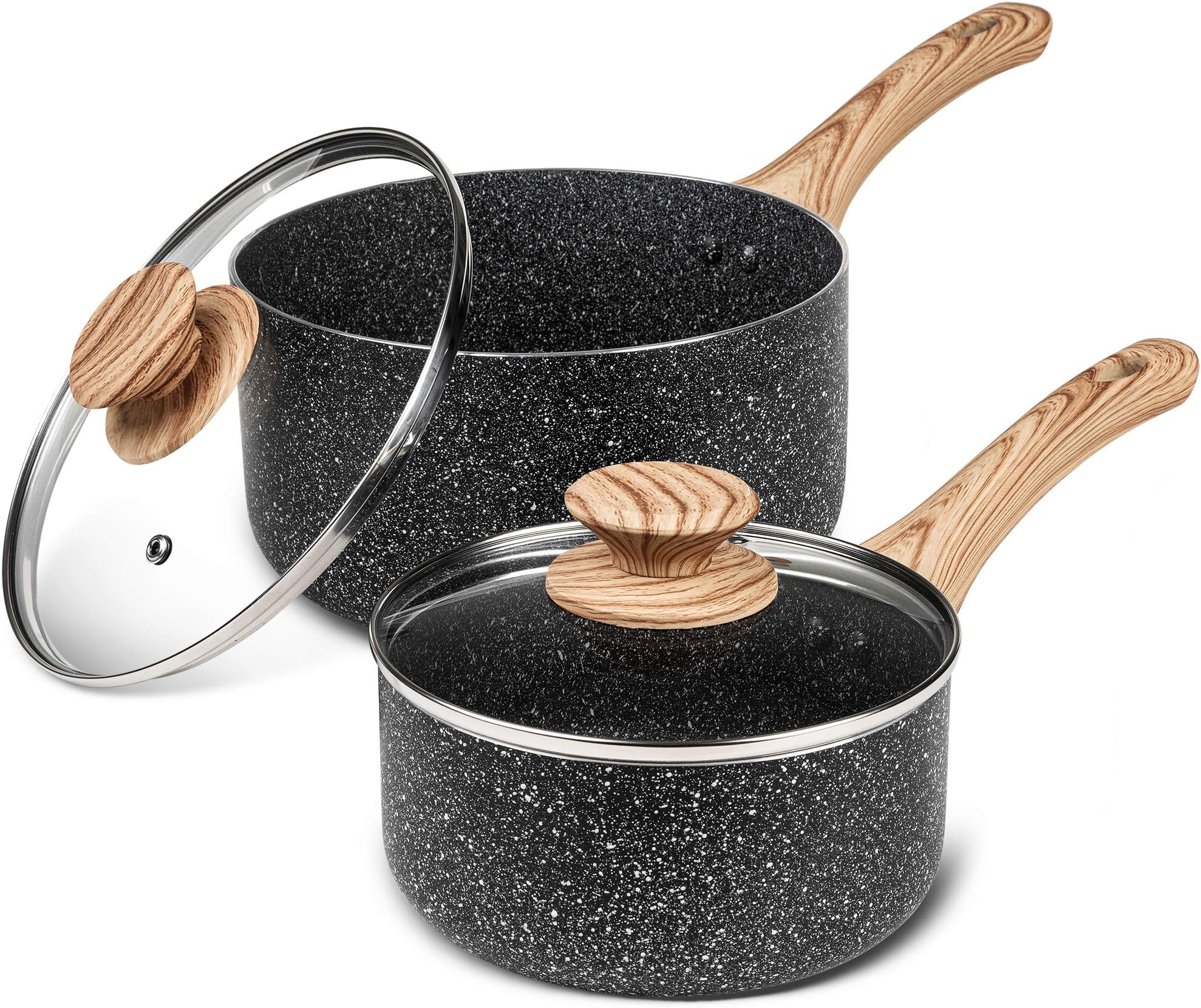 Amazon.com: MICHELANGELO Saucepan Set with Lid 1 Quart & 2 Quart ...