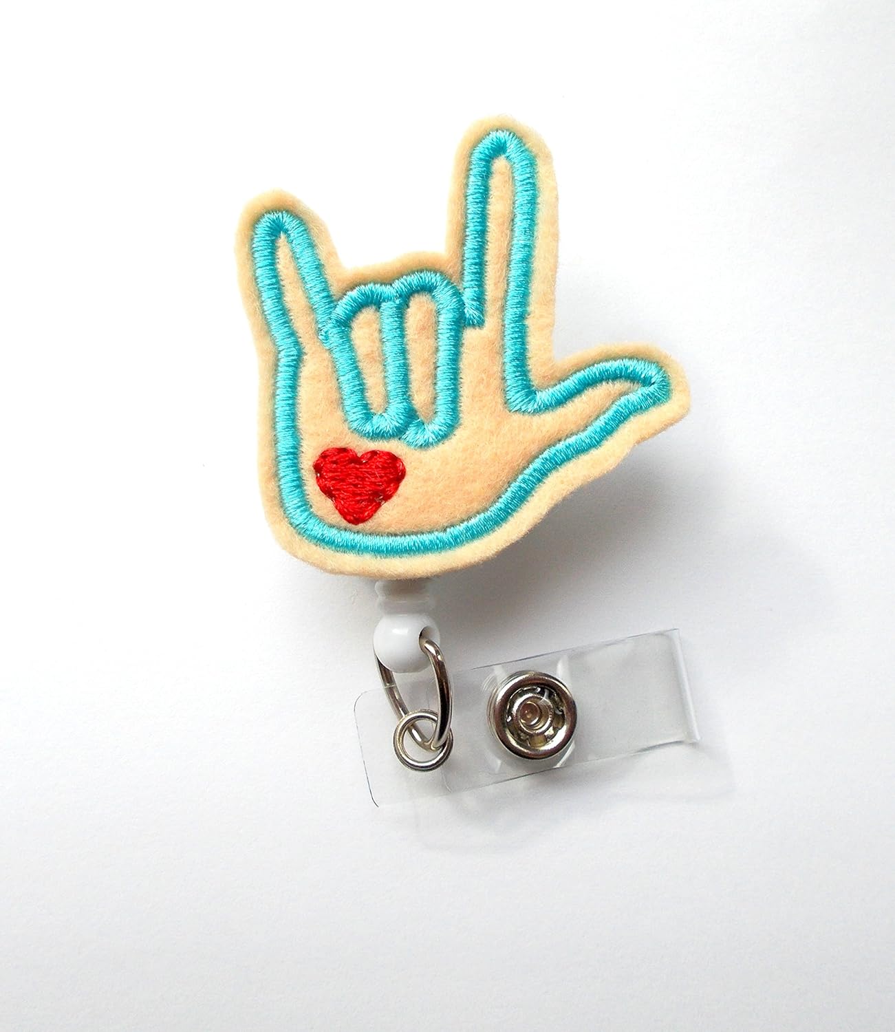 Amazon.com: Sign Language Badge (Lt Flesh) Blue - SLP Badge Holder ...