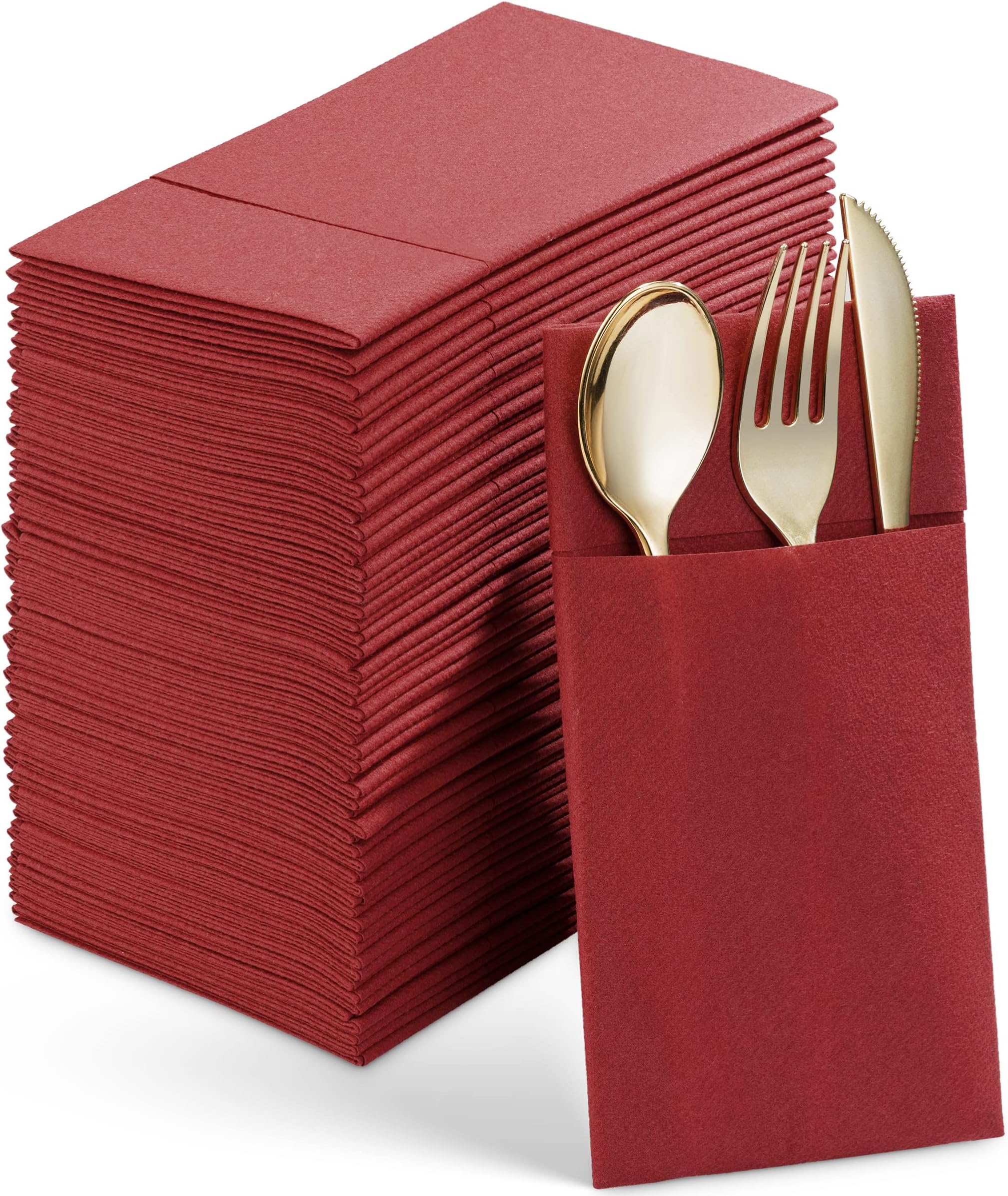 Amazon.com: Disposable Linen-Feel Dinner Napkins with Built-in Flatware ...